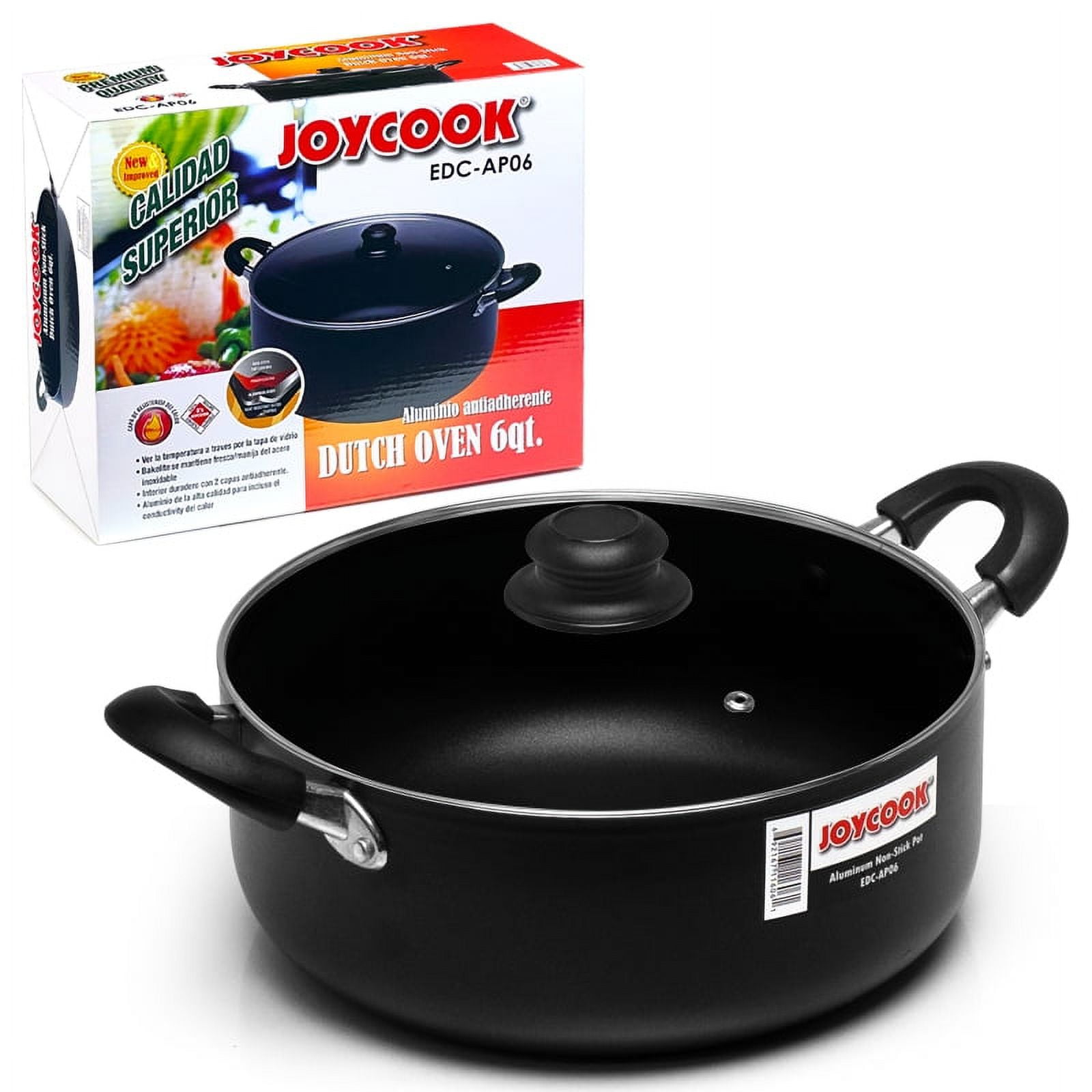 JOYCOOK Aluminum Non-Stick Dutch Oven 6QT Black - Walmart.com