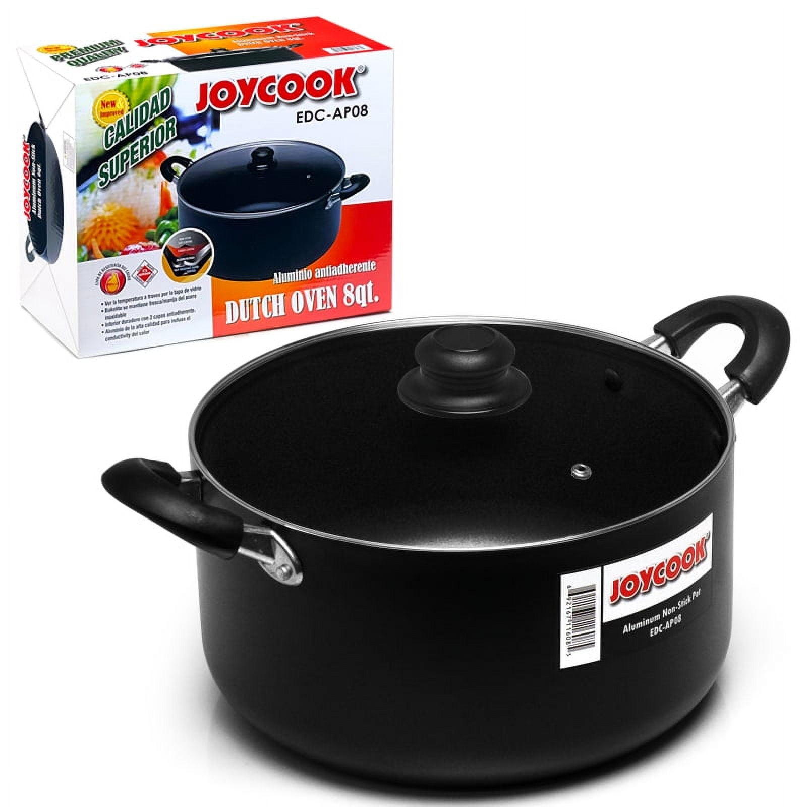 JOYCOOK Aluminum Non-Stick Dutch Oven 8QT Black - Walmart.com