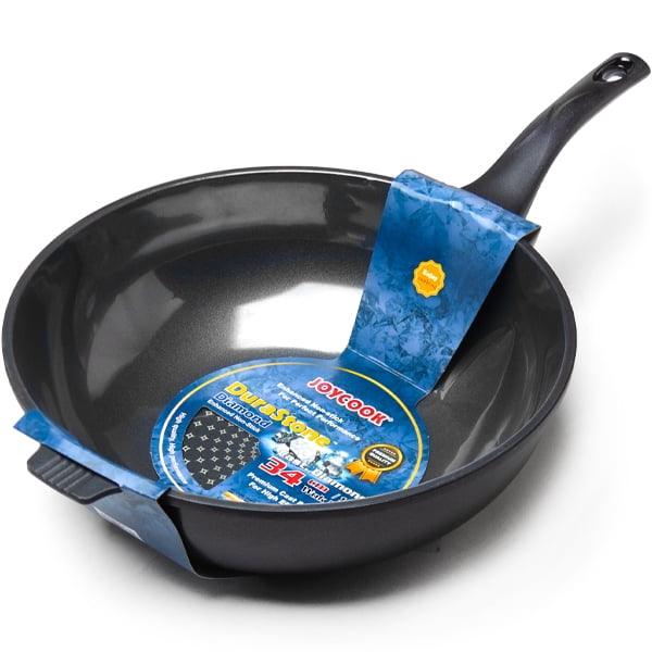 JOYCOOK Cast Diamond Wok Pan with Helper Handle 13.4 inch (34cm) Non ...