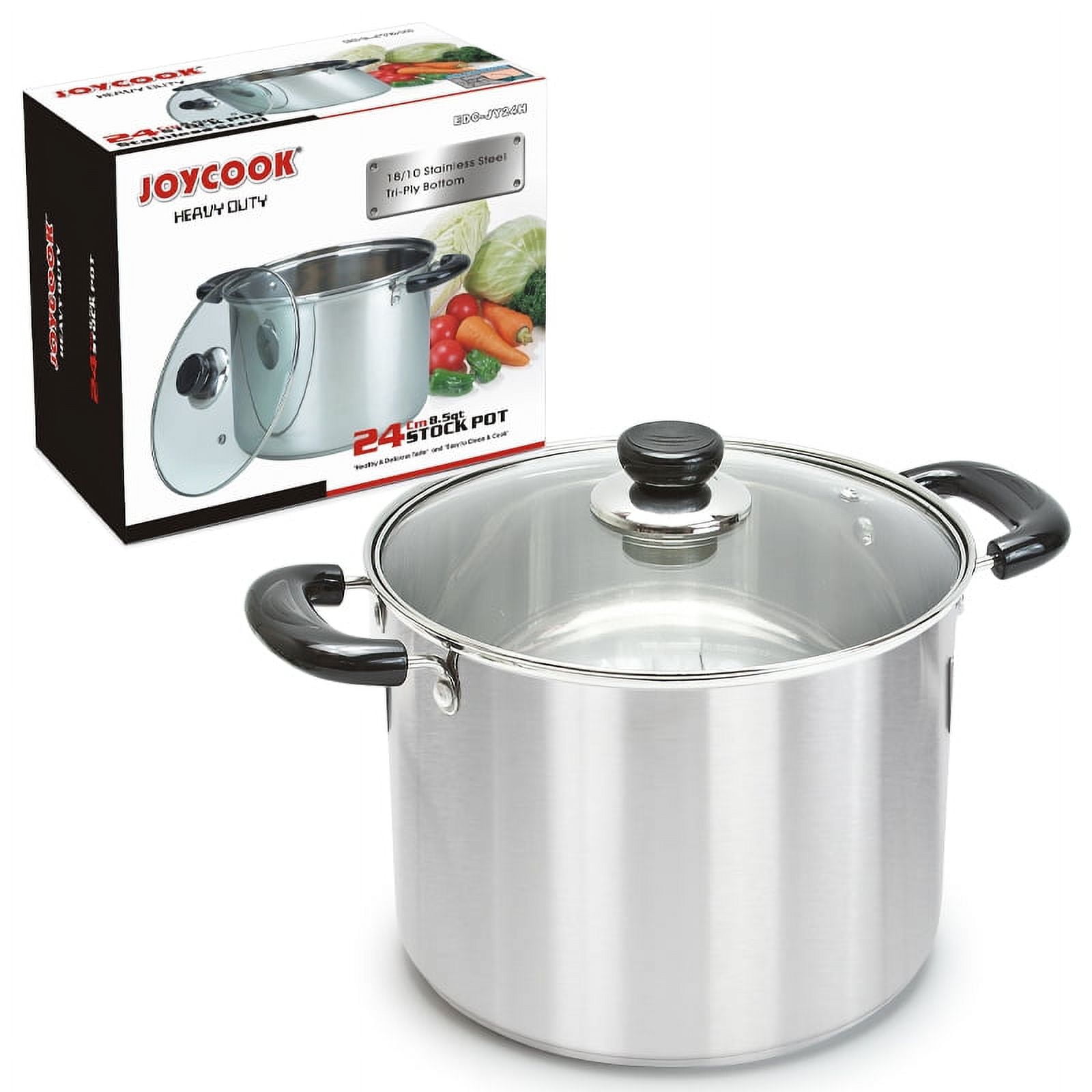 JOYCOOK Sauce Pot with Glass Lid 9.5 inch(24cm) 8.5QT 18/10 Stainless ...