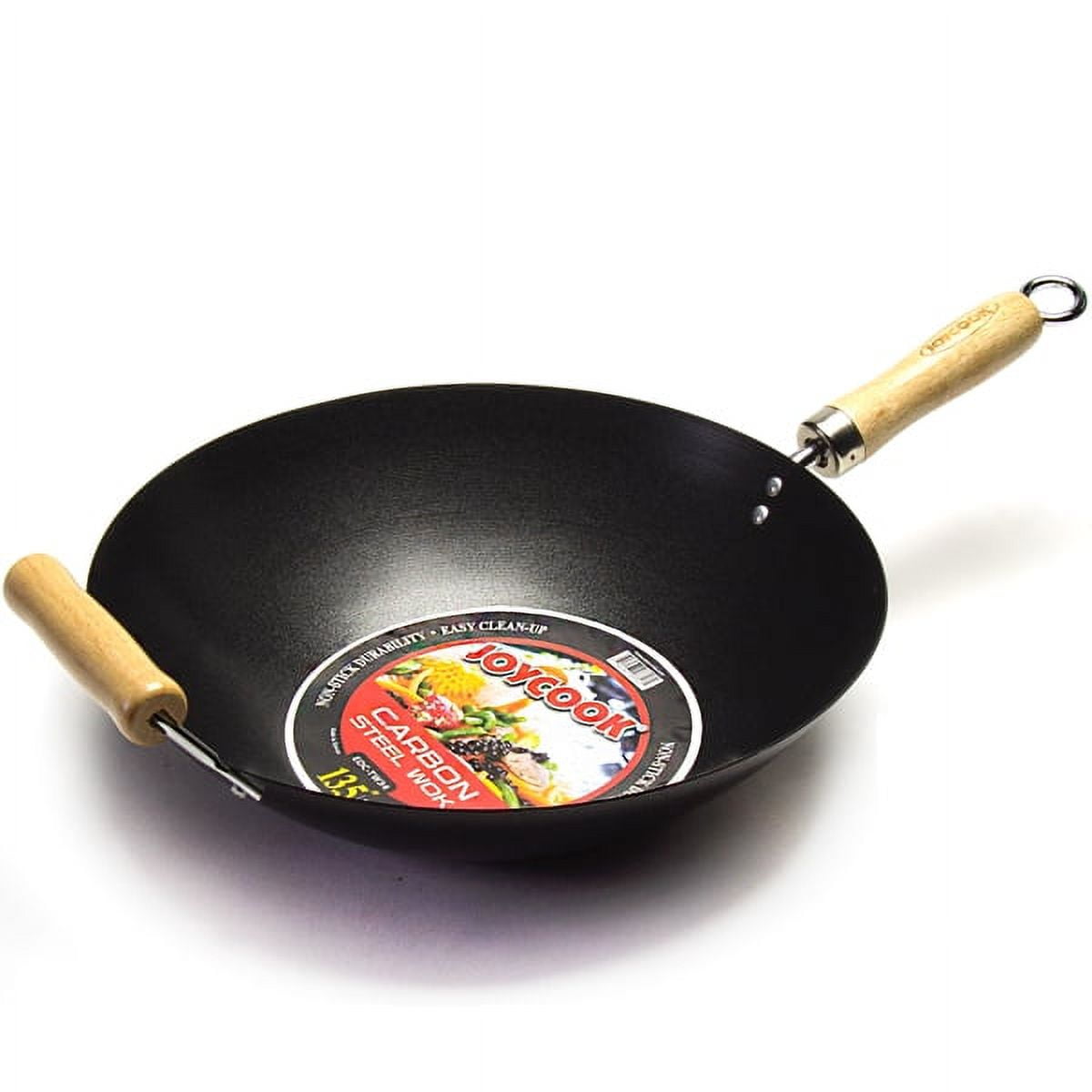 JOYCOOK Wok Pan Carbon Steel Non Stick Xylan Coating 13.5 inch (34cm ...