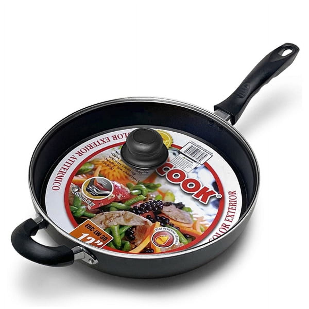 JOYCOOK Wok with Lid Two Handles 12 inch (30cm) Aluminum Non-Stick ...