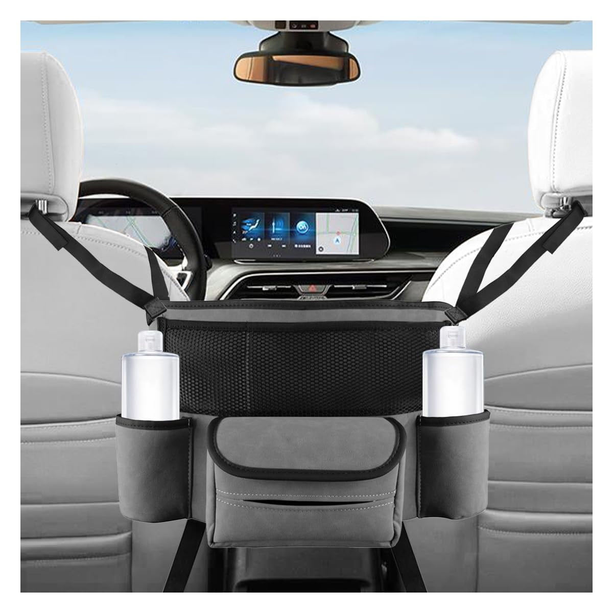 JOYCOURT Car Handbag Holder Between Seats, Large Capacity Suede Car ...