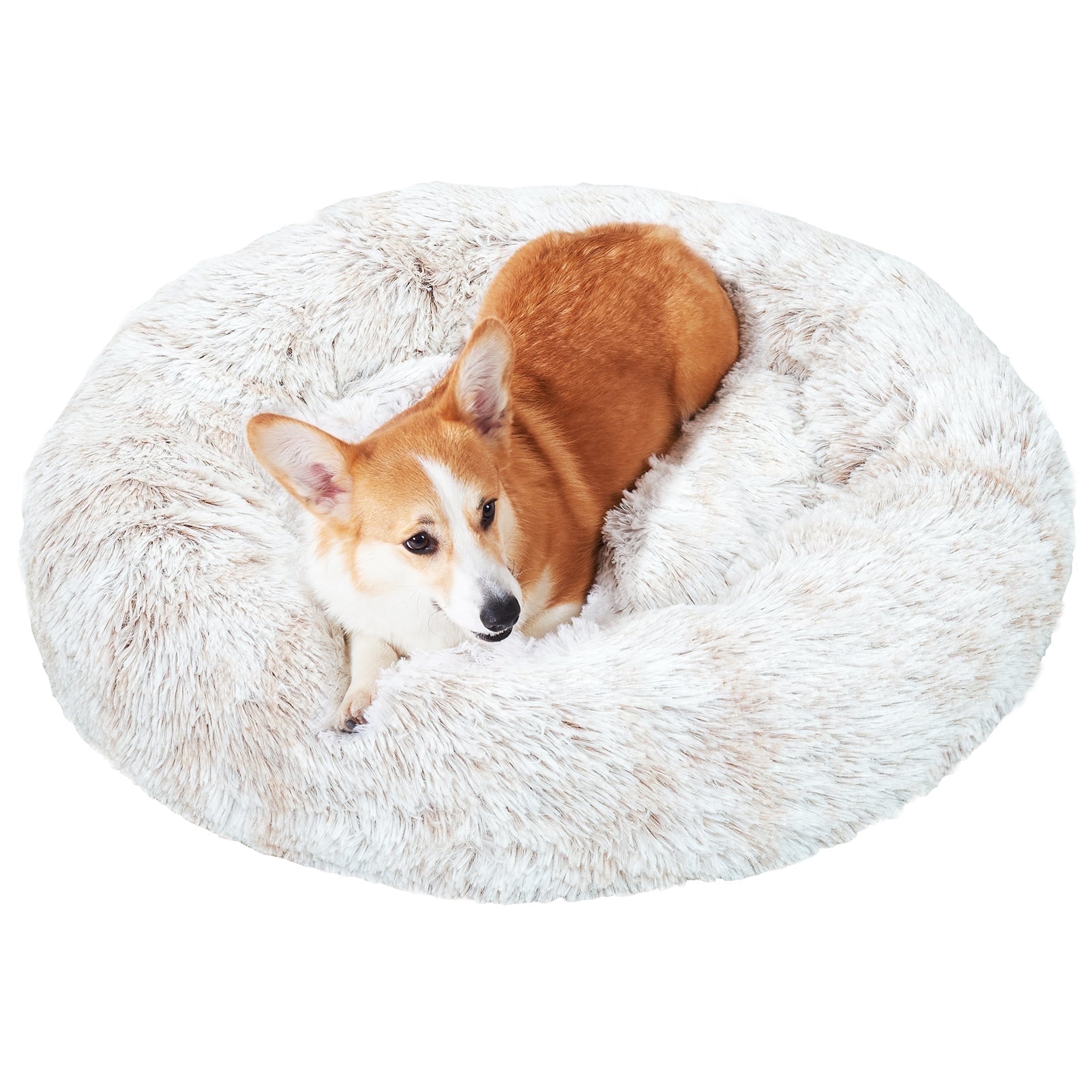 JOYELF Donut Dog Bed Cuddler, Calming Dog Bed Anti Anxiety Round Dog ...