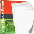 JOYEZA Premium Printable Vinyl Sticker Paper for Inkjet Printer - 25 Sheets Matte White ...