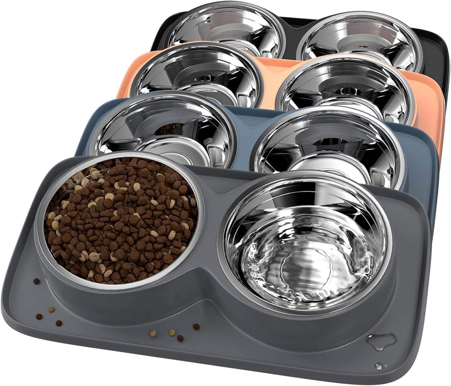 JOYFAST 2 Set Pet Dog Bowls, 18oz Stainless Steel, Non-Skid Mat, Anti-Corrosion, Heat Resistant ...