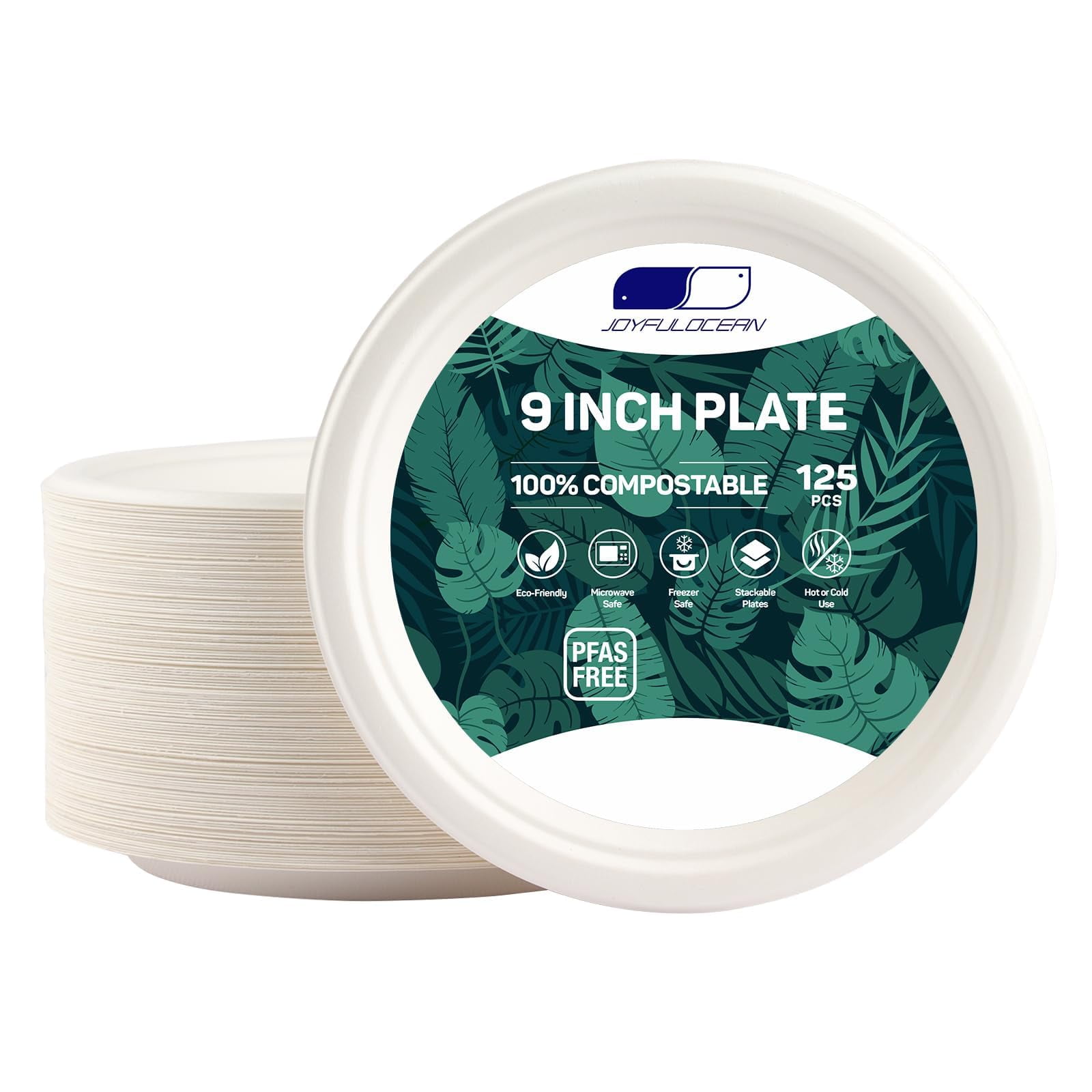 JOYFULOCEAN Paper Plates 125 MMF7 Count Disposable, 9 Inch Heavy-Duty ...