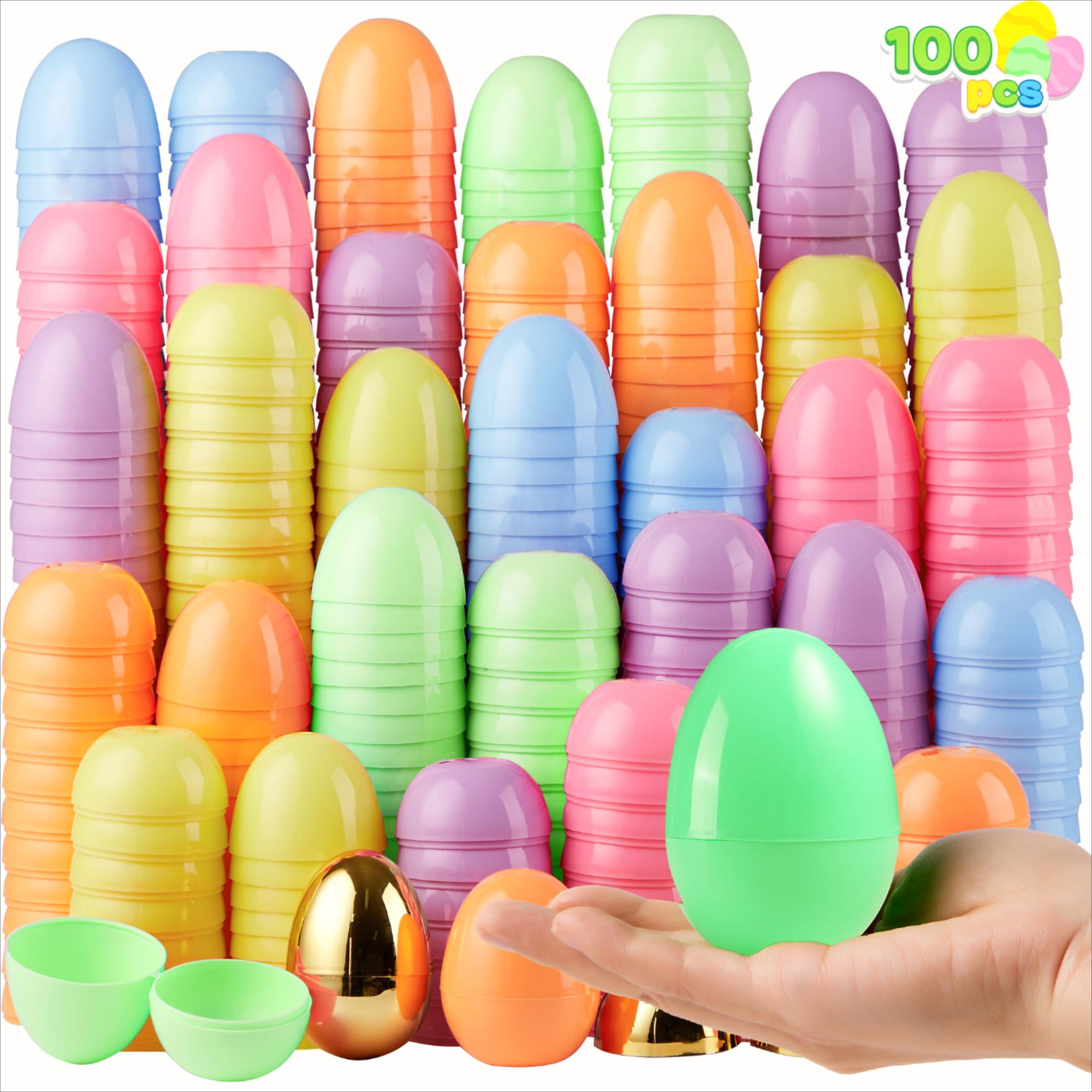 JOYFY 100 Pieces 3.15 Inch Pastel Easter Eggs + 2 Gold Eggs, Empty ...