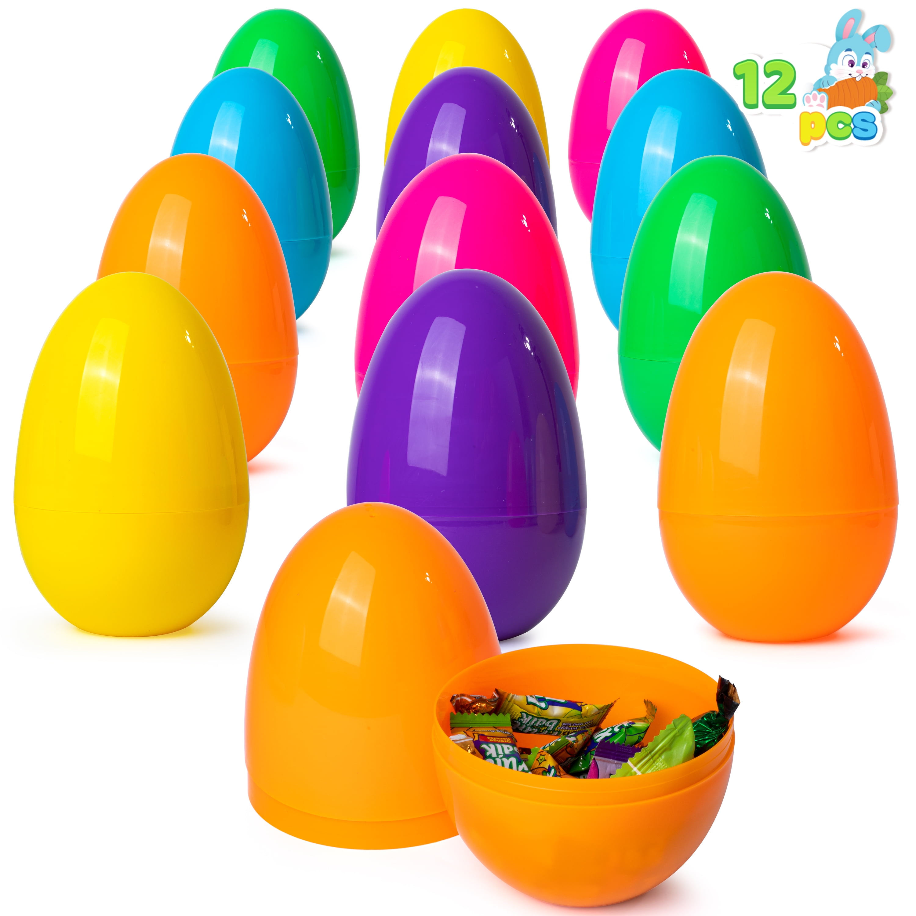 JOYFY 12 PCS 6" Jumbo Easter Eggs, Plastic Colorful Easter Eggs, Empty ...