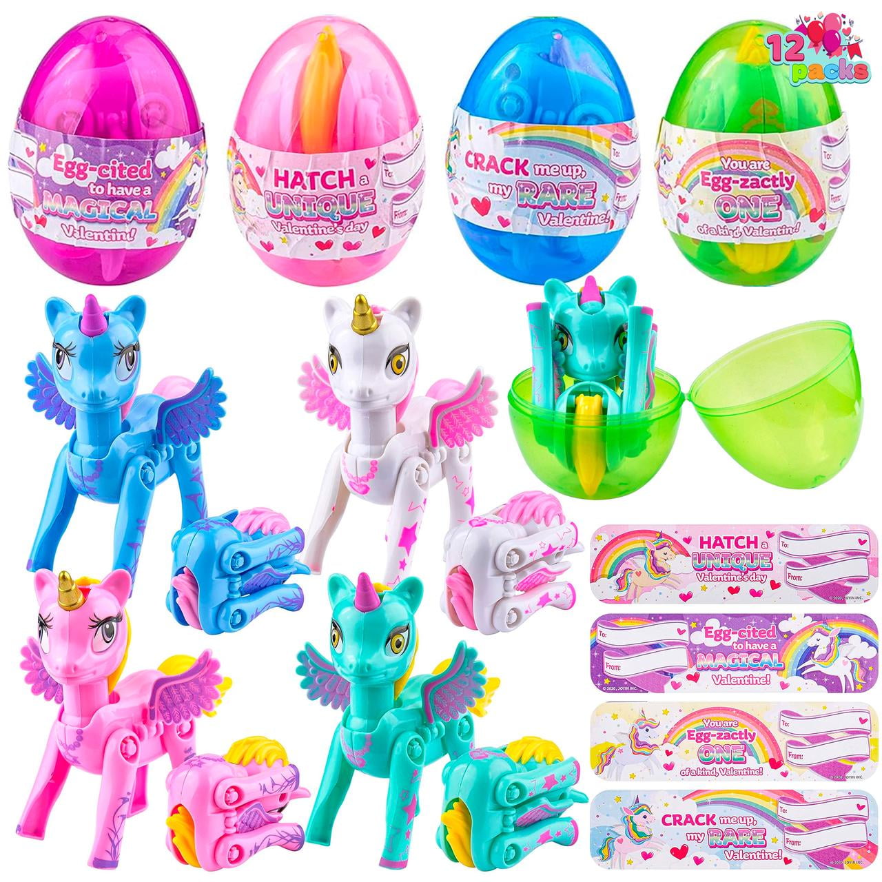 JOYFY 12 Packs Easter Eggs Filled with Transforming Unicorn Toys for ...