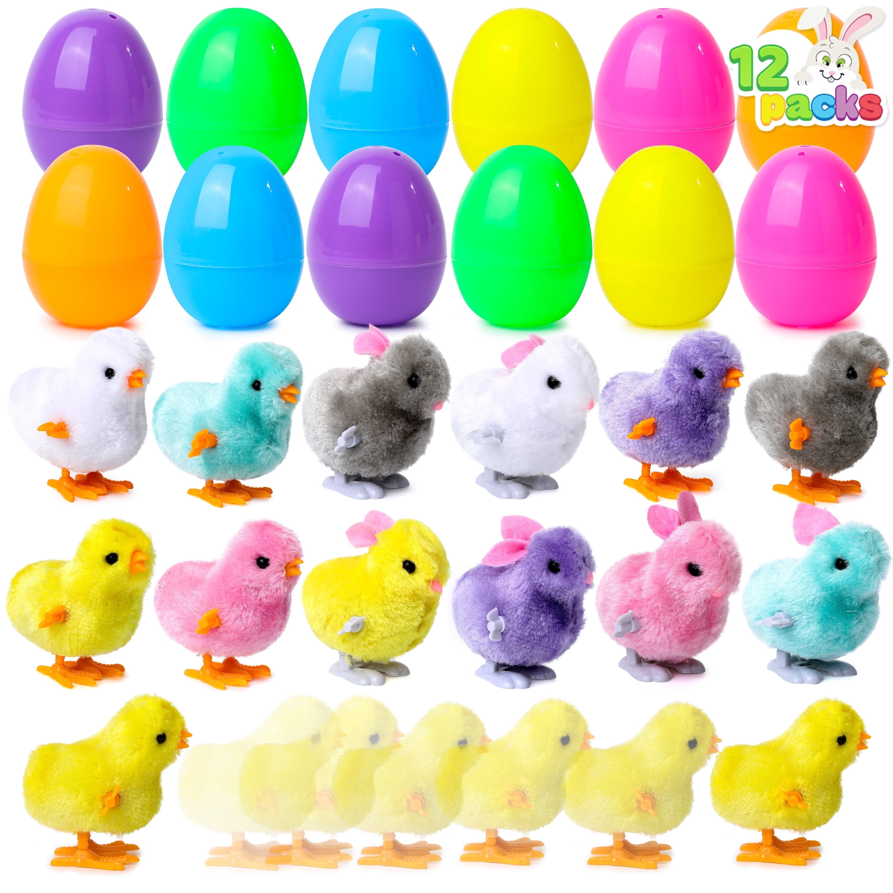 JOYFY 12 Pcs Easter Eggs Filled with Wind-up Toys, Colorful Egg Wind-Up ...