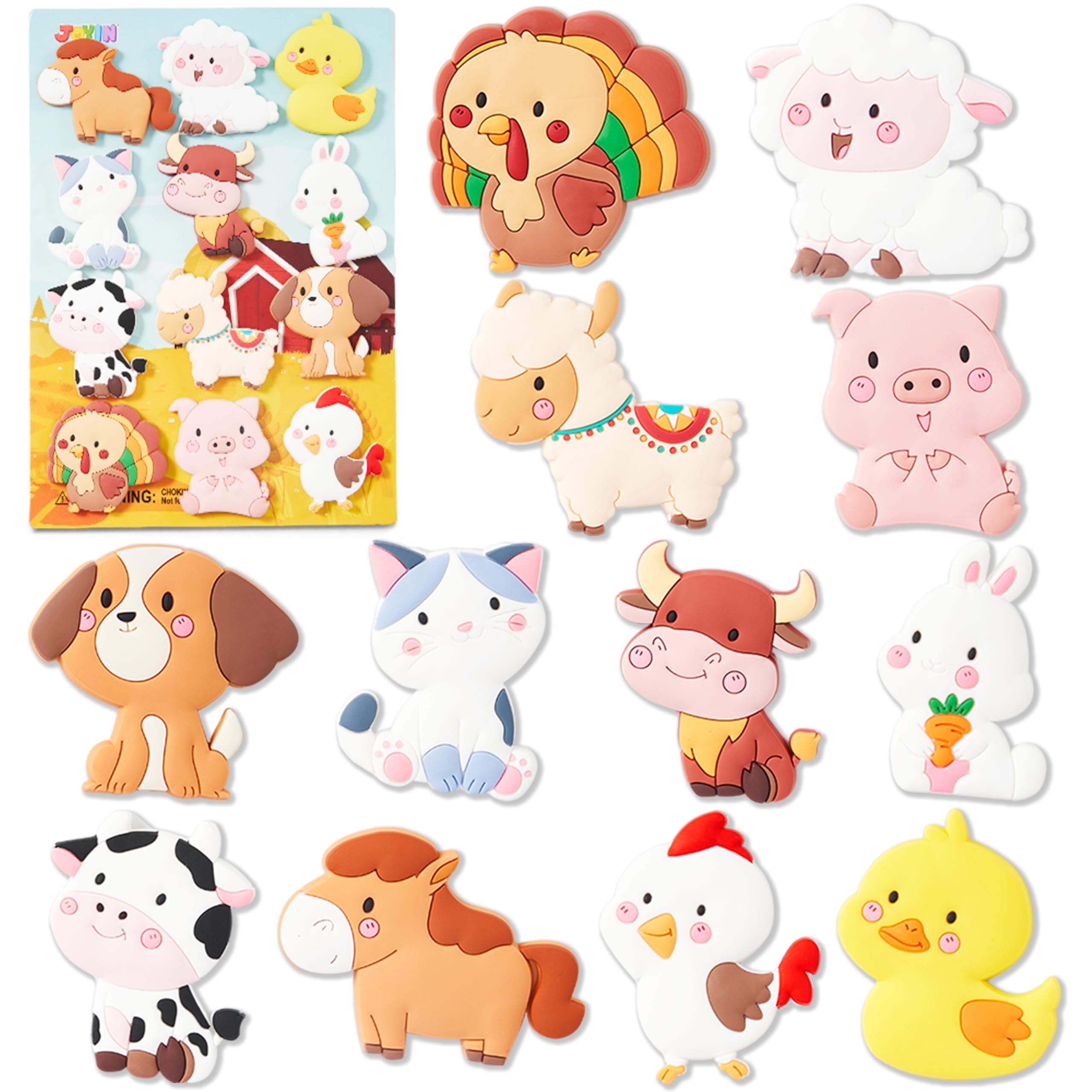 Joyfy 12 Pcs Farm Animal Magnets for Fridge 2.5" Large Size Cute ...