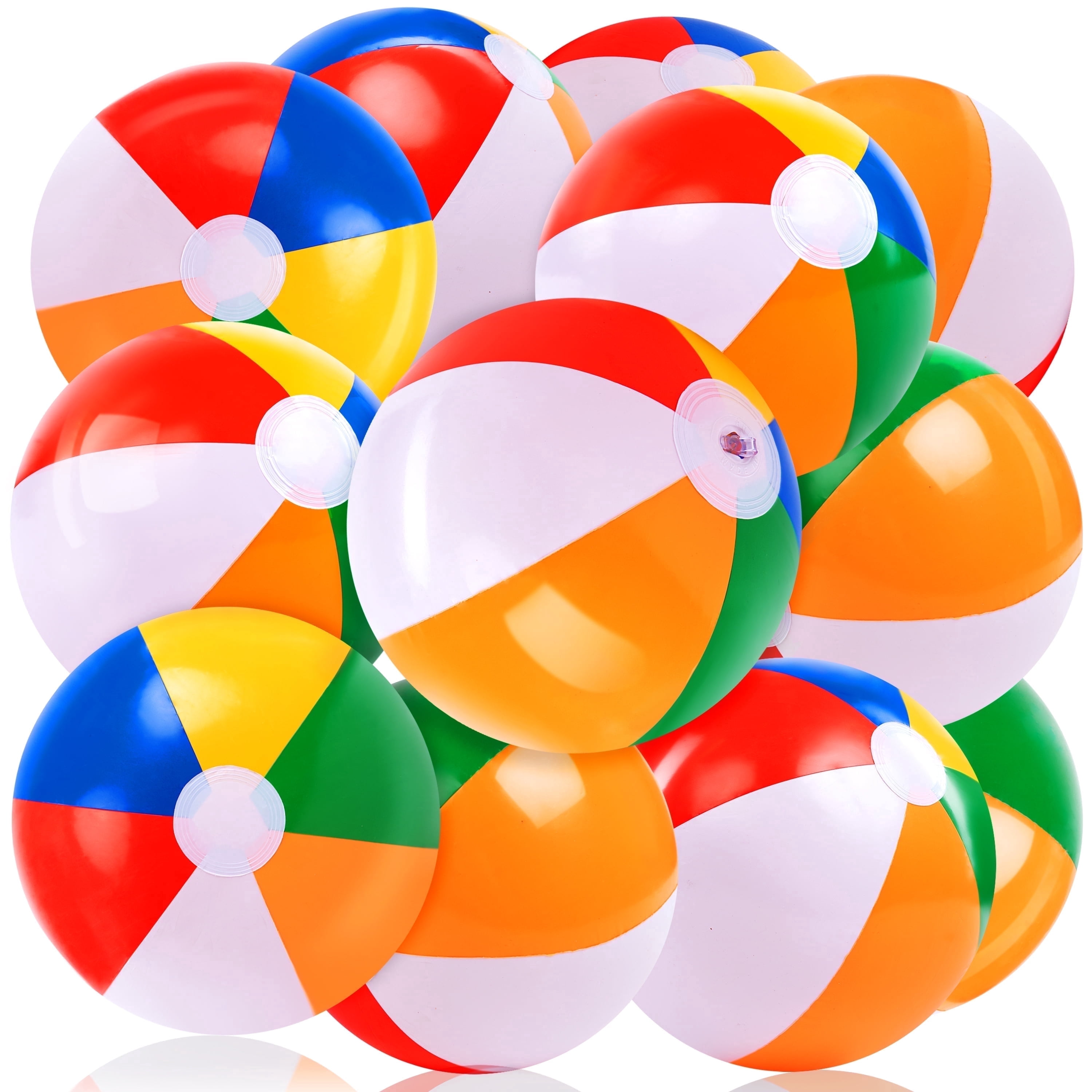 Joyfy 12 Pcs Inflatable Beach Balls,16" Large Rainbow Beach Balls Bulk ...