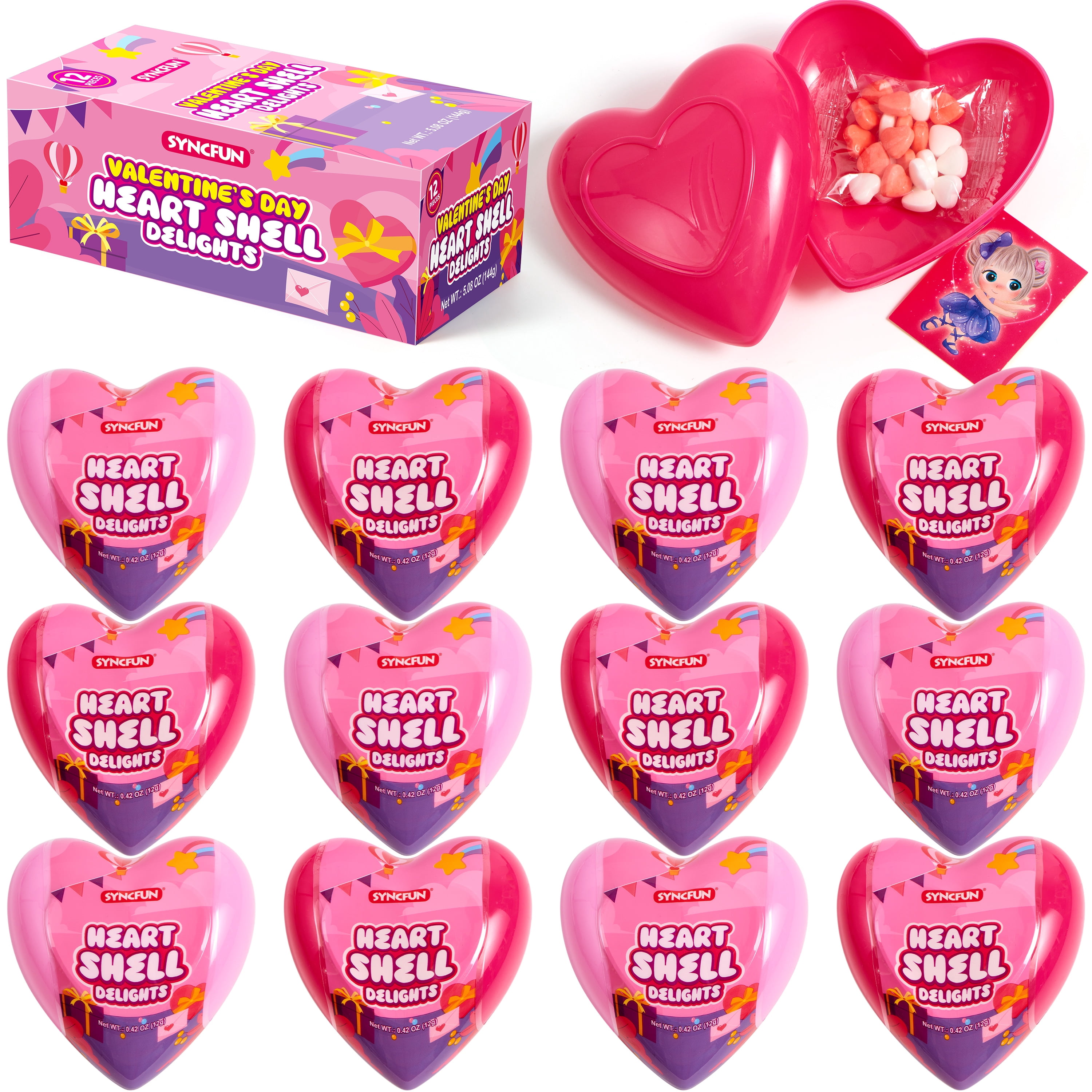 JOYFY 12 Valentine’s Day Heart Shell Candy for Valentine, Party Favor ...