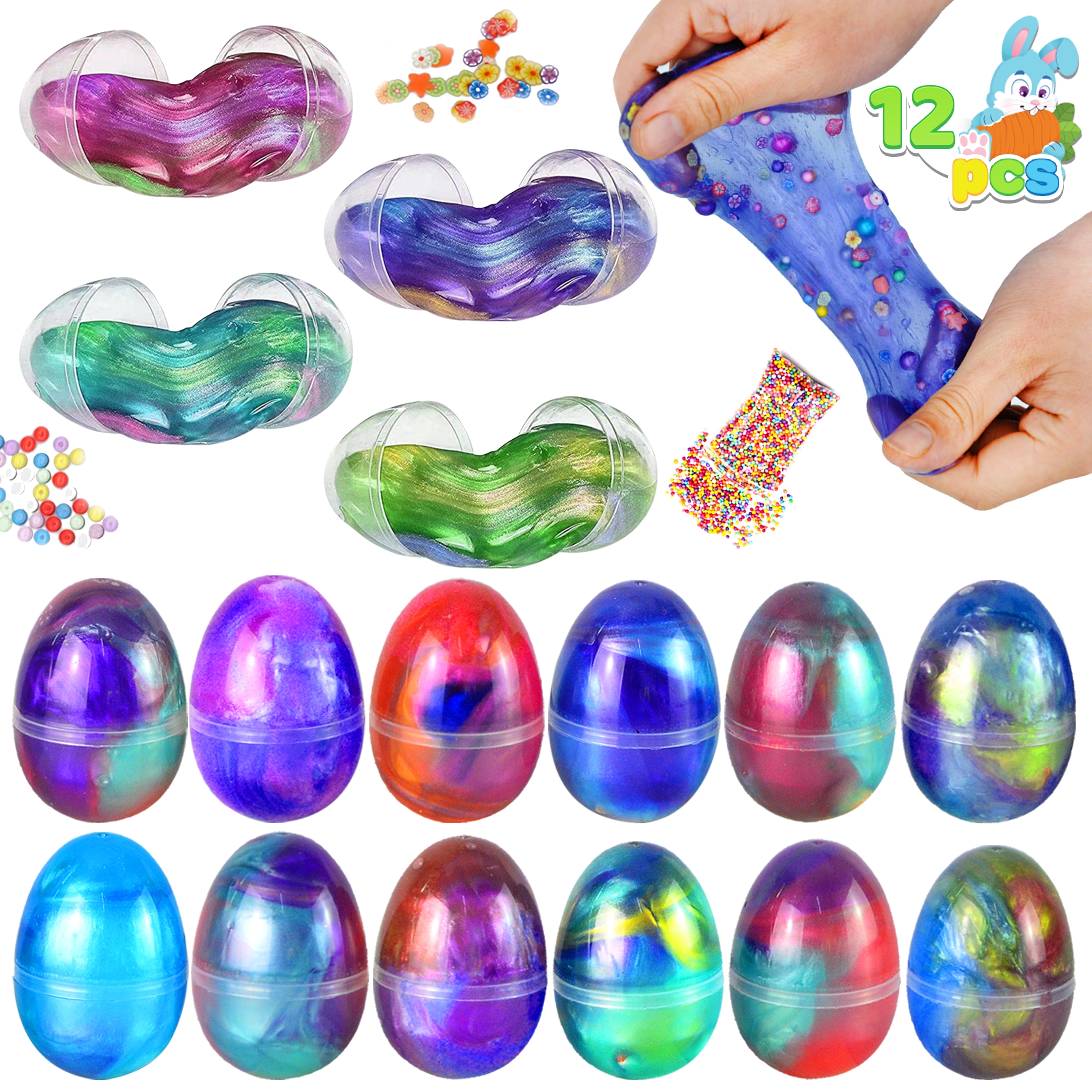 JOYFY 12 Pcs Easter Slime Eggs Kit for Kids Boys Girls Stress Relief ...