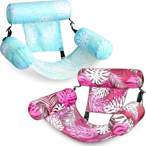Joyfy 2PCS Inflatable Pool Floats with Mesh Bottom, Adjustable Floating ...