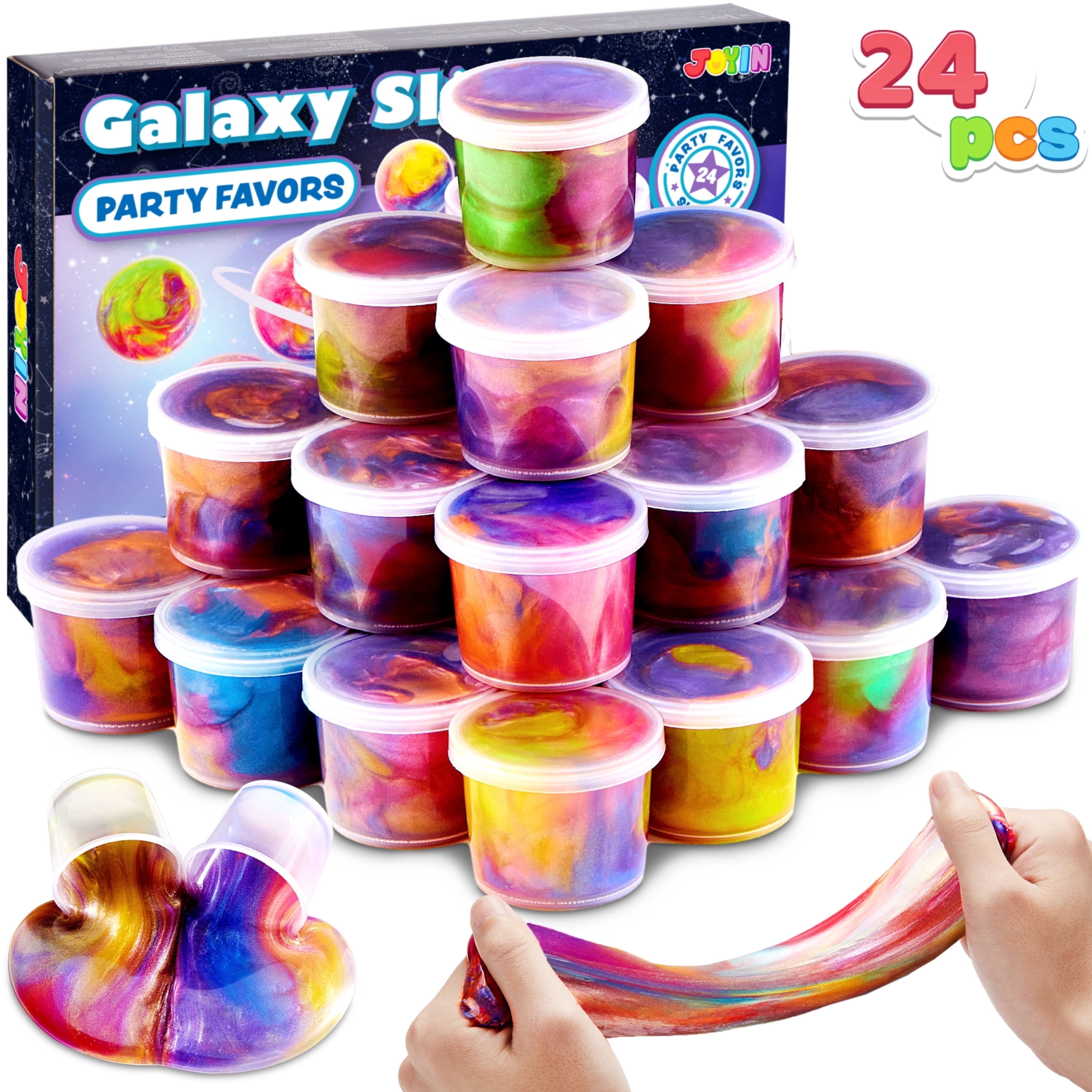 24 Pcs Galaxy Slime Cup Party Favors, Stretchy, Safe Goodie Bag for ...
