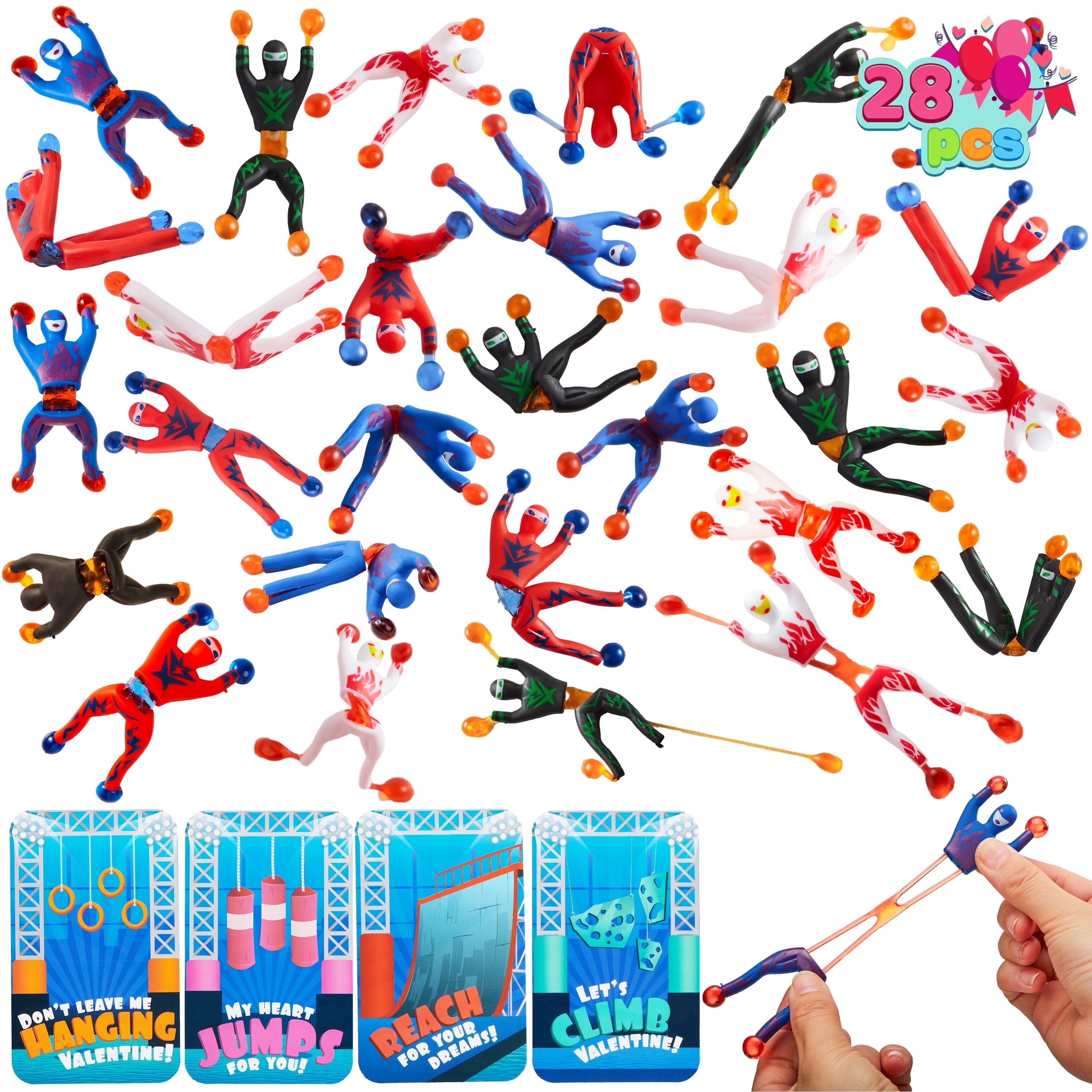 JOYFY 28 Pack Valentine's Day Ninja Sticky Man with Cards, Classroom ...