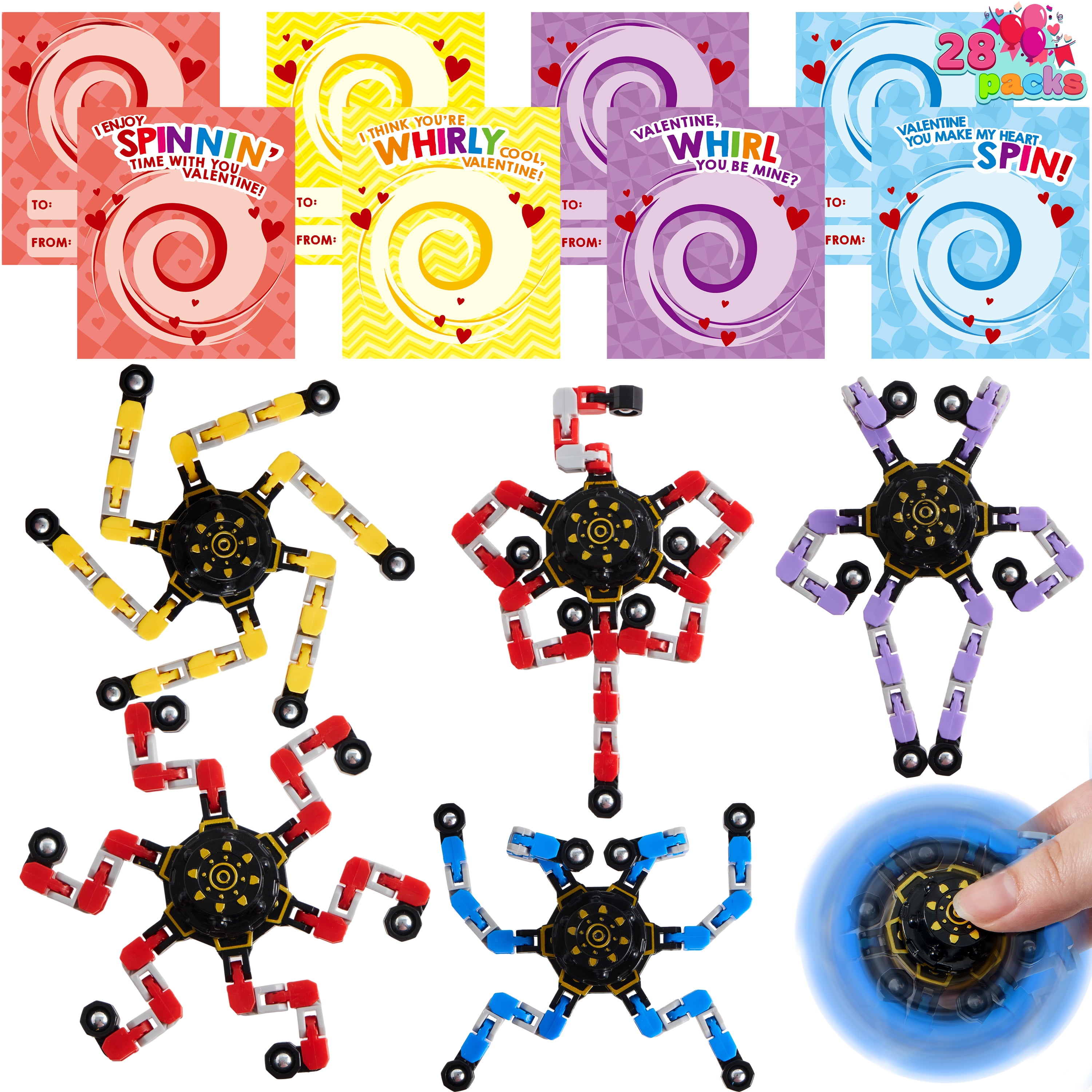 JOYFY 28 Packs Valentine’s Cards with Fidget Spinners for Kids ...