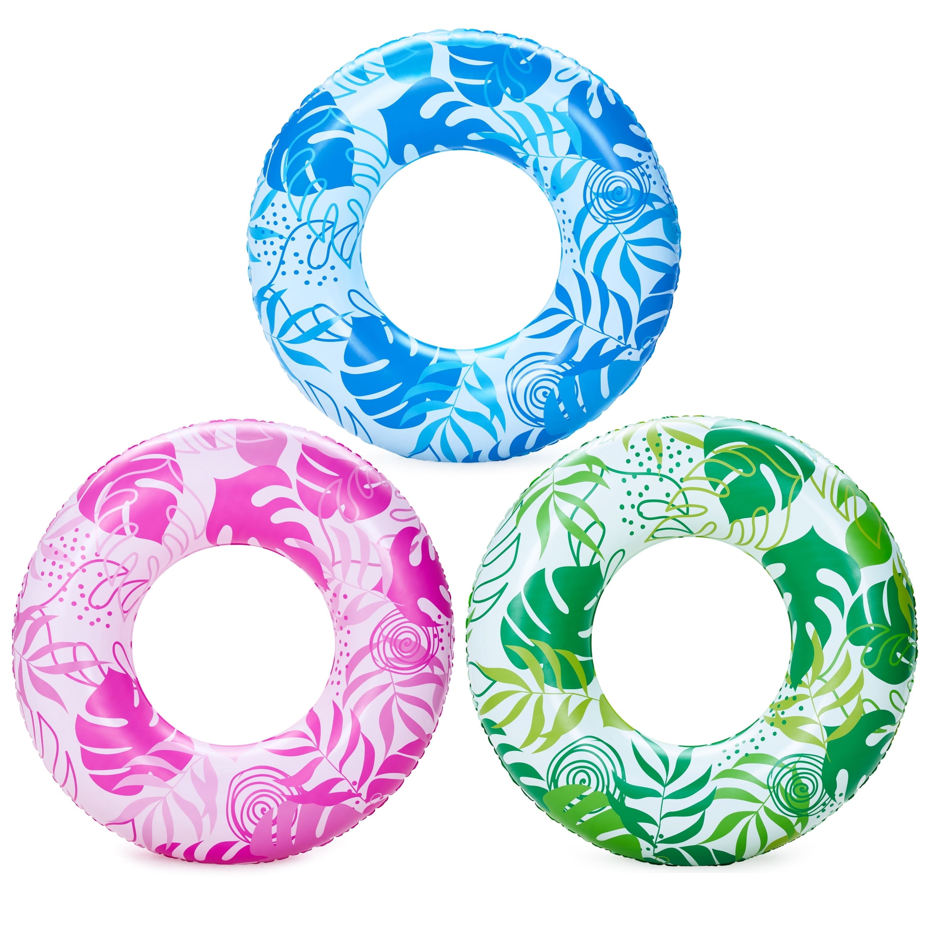 Joyfy Inflatable Tropical Leaves Swim Tubes, 3-Pack Swimming Pool Toys ...