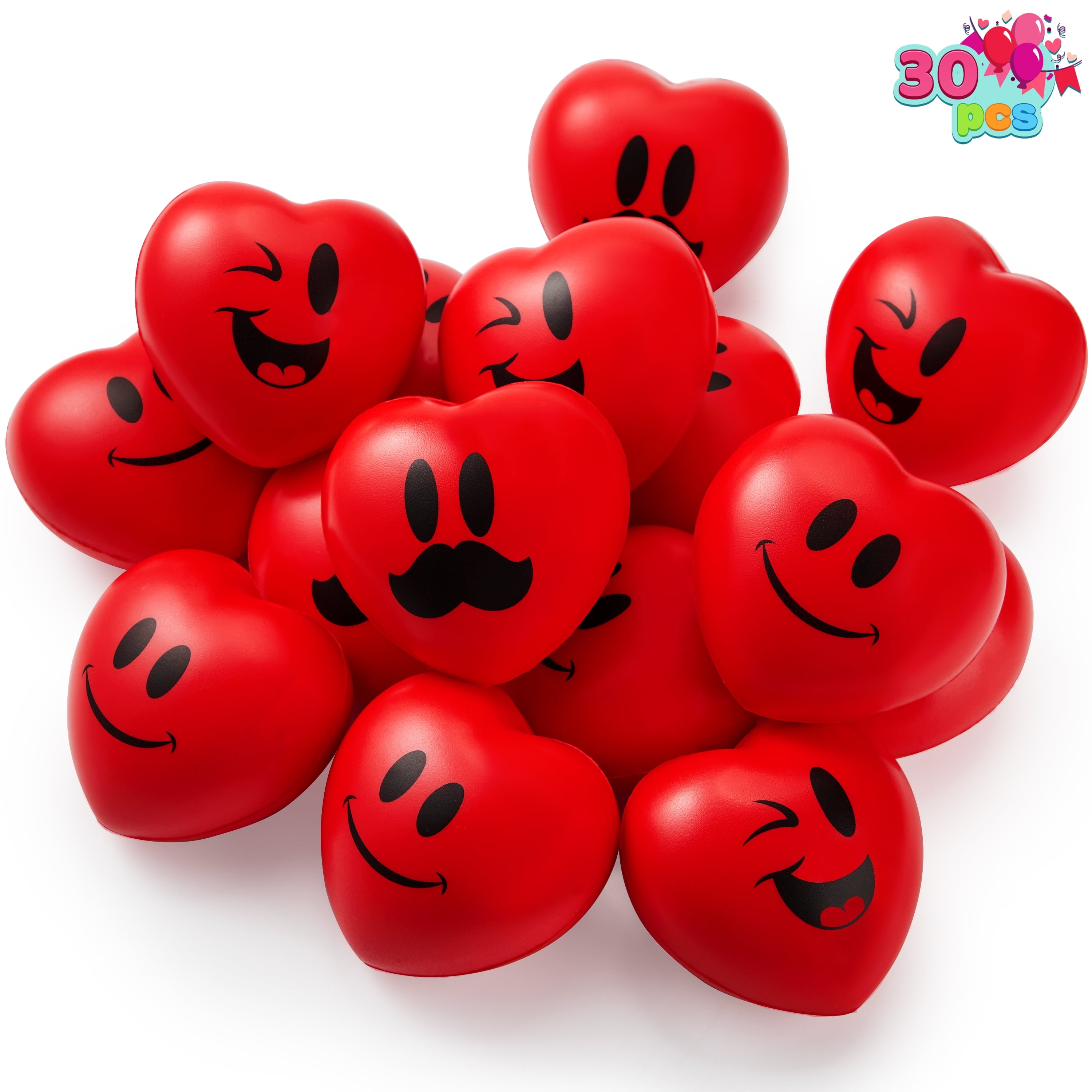 JOYFY 30 PCS Valentines Day Heart Shaped Squishy Toy Ball, 3" Heart ...