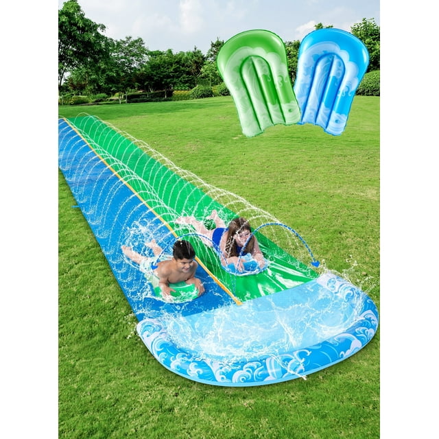 JOYFY 32.5ft Extra Long Water Slide and 2 Inflatable Boards, Heavy Duty ...