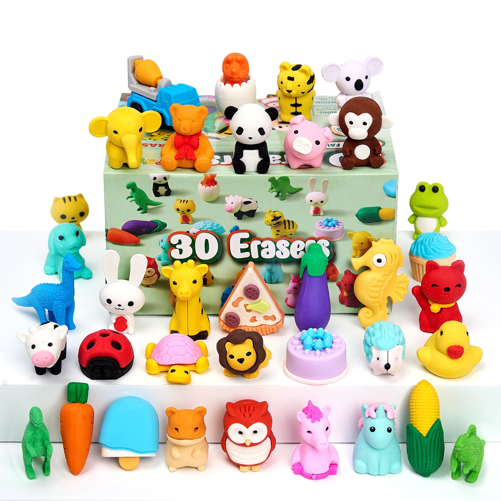 Joyfy 36 Pcs 3D Erasers, Animal and Food Shaped, Puzzle Desk Pets ...
