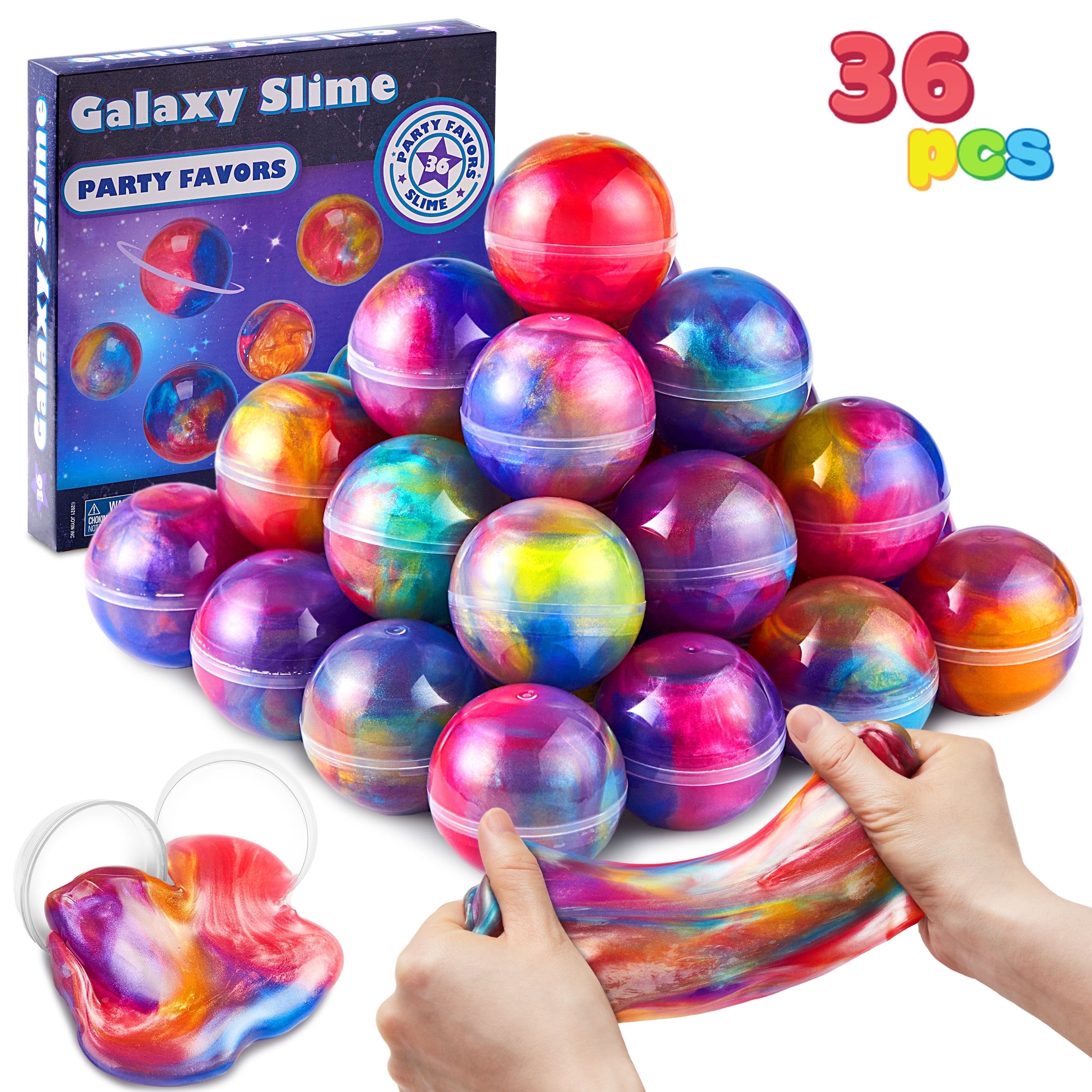 36 Pcs Galaxy Slime Ball Value Pack, Safe, Non-Sticky, Stretchy Toys ...