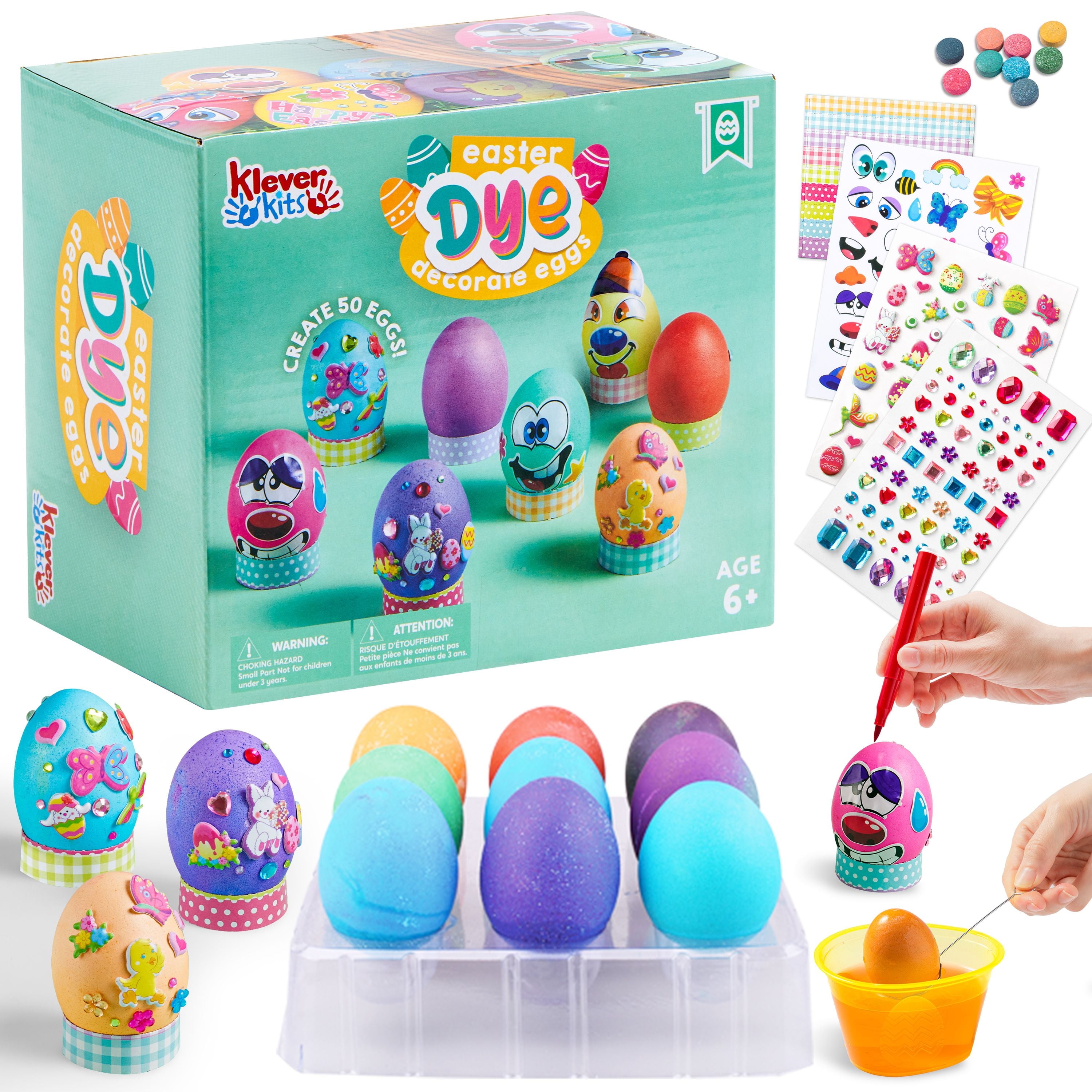 Joyfy 41Pcs Easter Egg Dye Kit,DIY Easter Egg Decorating Craft Kit with ...