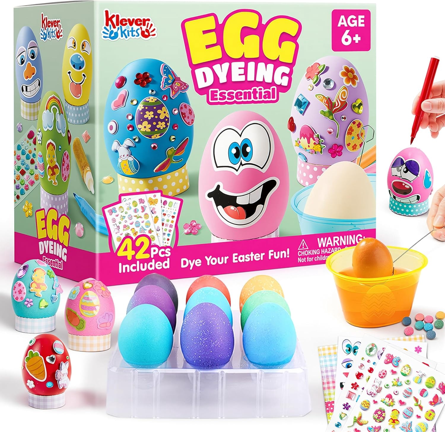 Joyfy 42Pcs Easter Egg Dye Kit,DIY Easter Egg Decorating Craft Kit with ...