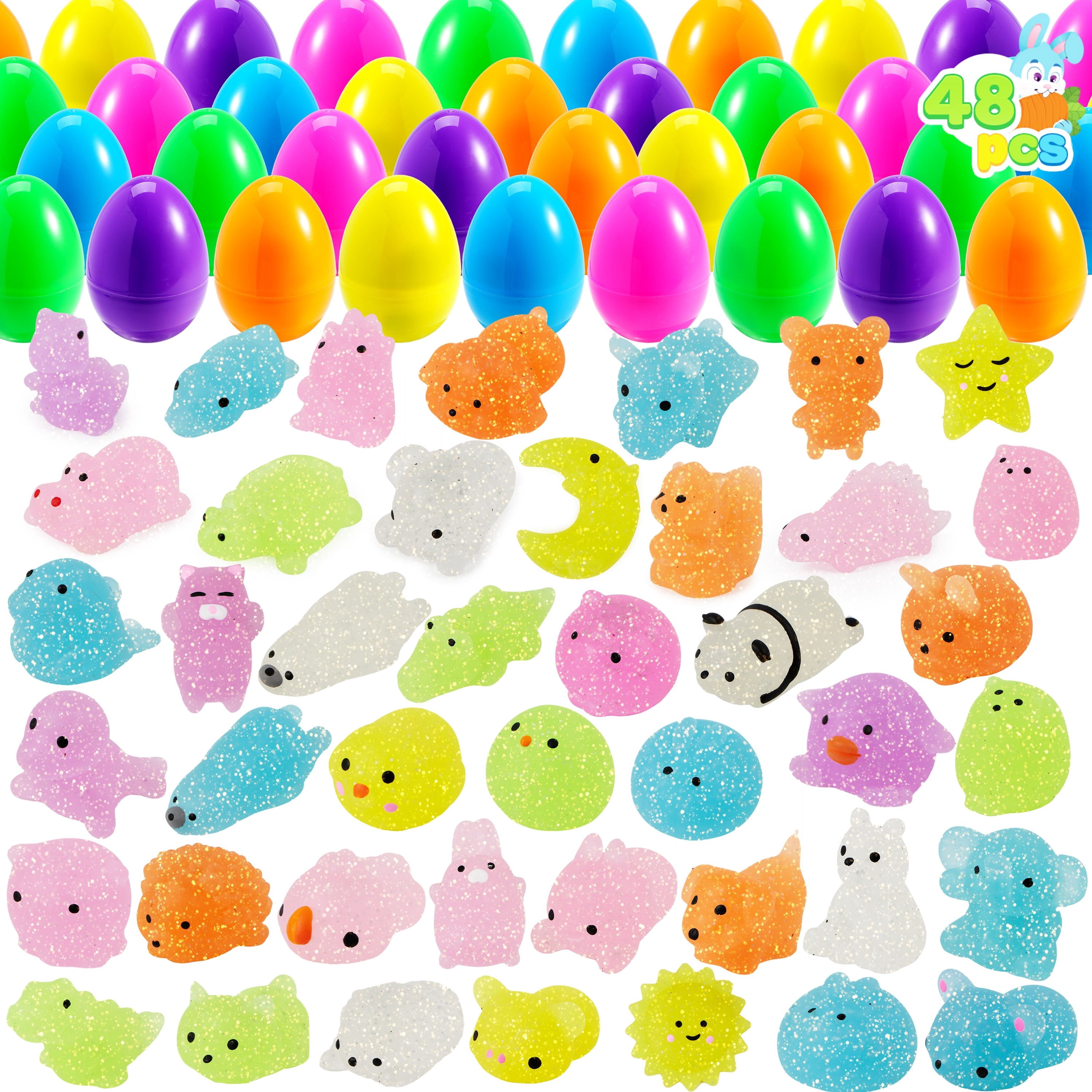 Joyfy 48 Packs Prefilled Easter Eggs with Mochi Toys,Glitter Mochi ...