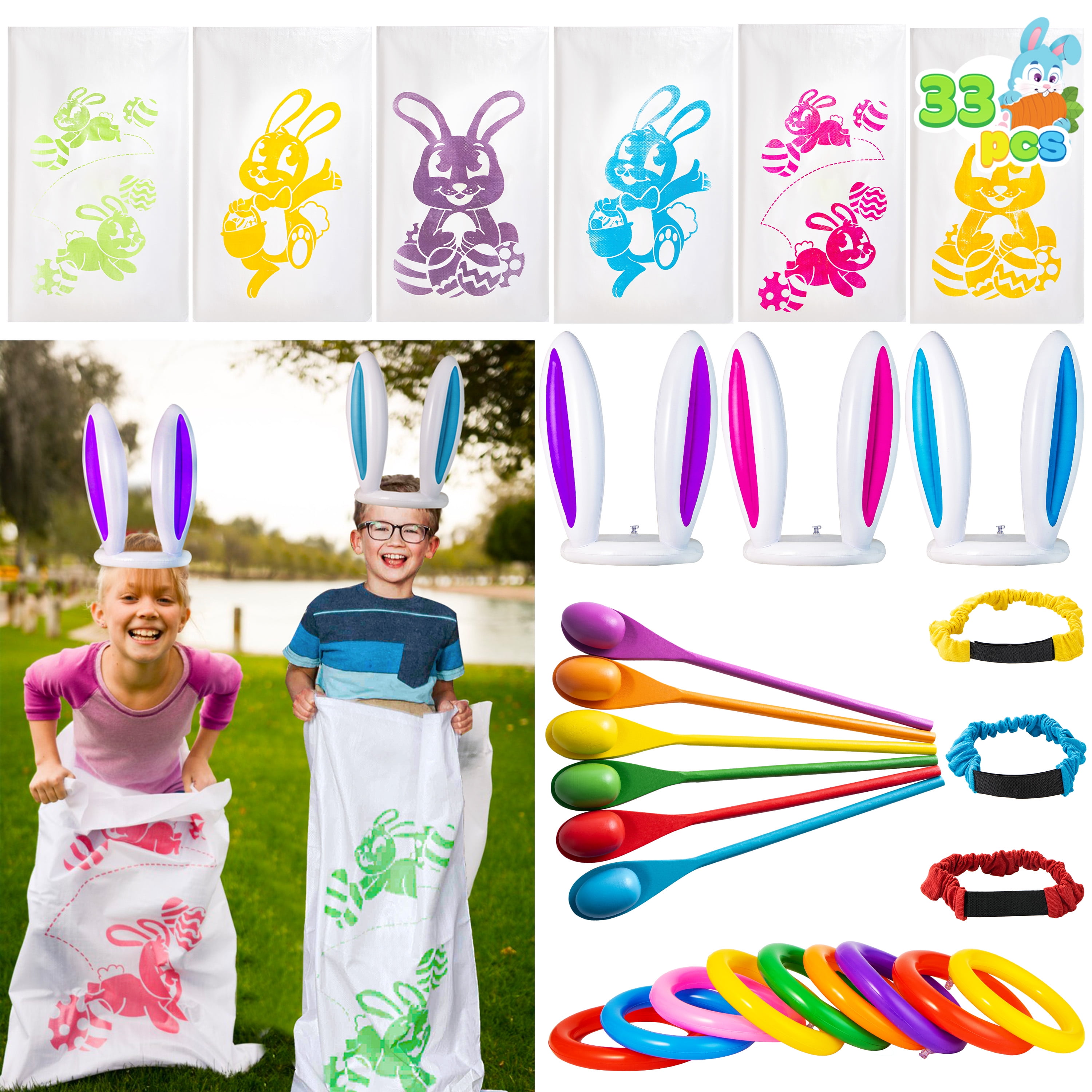 JOYFY 6 Easter Player Sack Race for Kids Outdoor,Jumping Bags,Spoon and ...