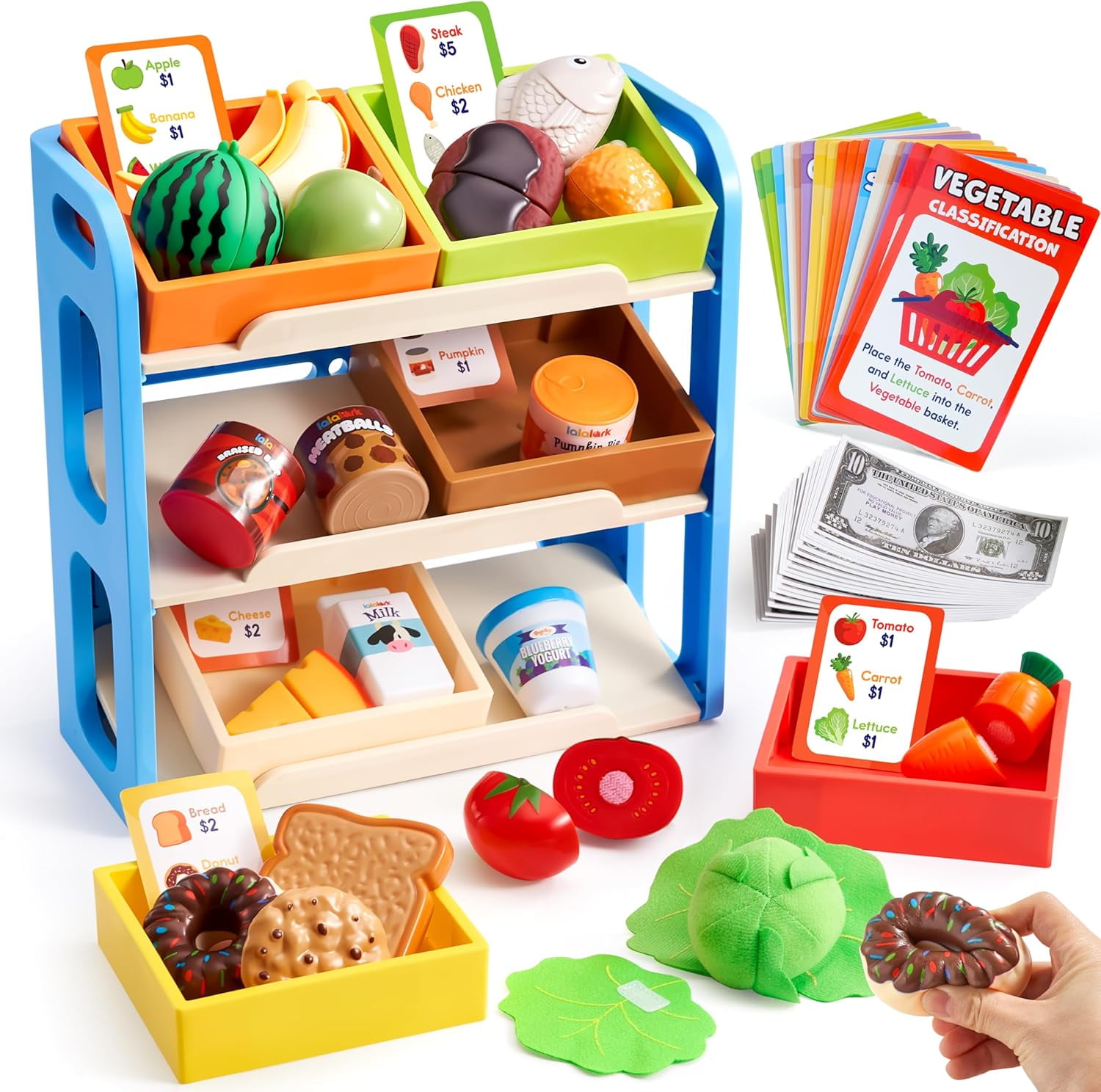 JOYFY 63 PCS Play Food for Kids, Montessori Color Sorting Food Toy with ...