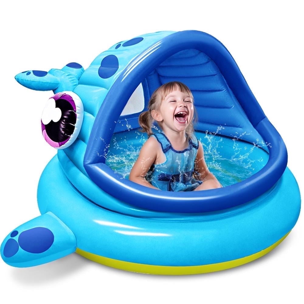SYNCFUN Inflatable Shade Kiddie Pool for Baby, Whale Baby Pool Tent ...