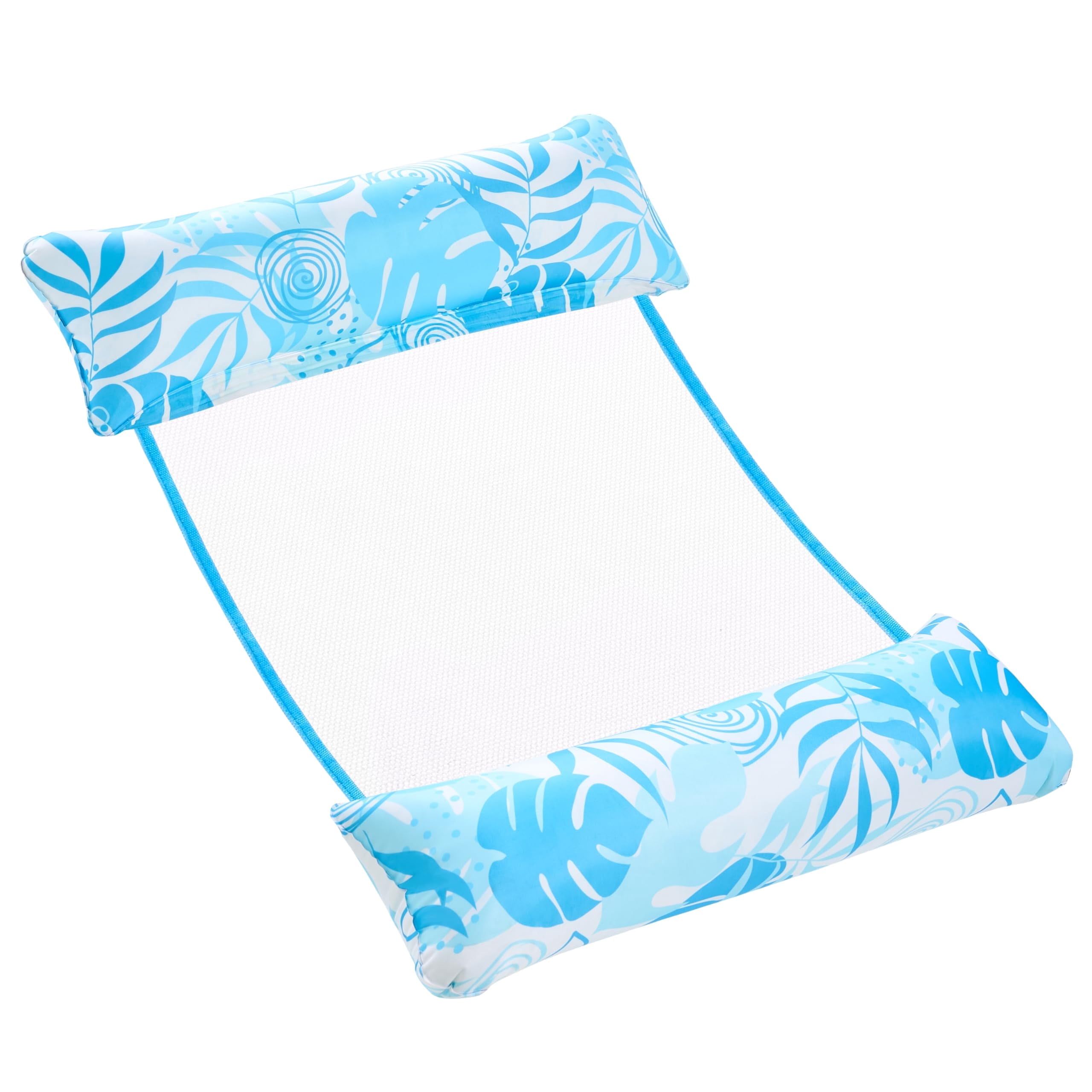 JOYFY Inflatable Tropical Leaves Hammock Pool Float, Soft PVC (Blue ...