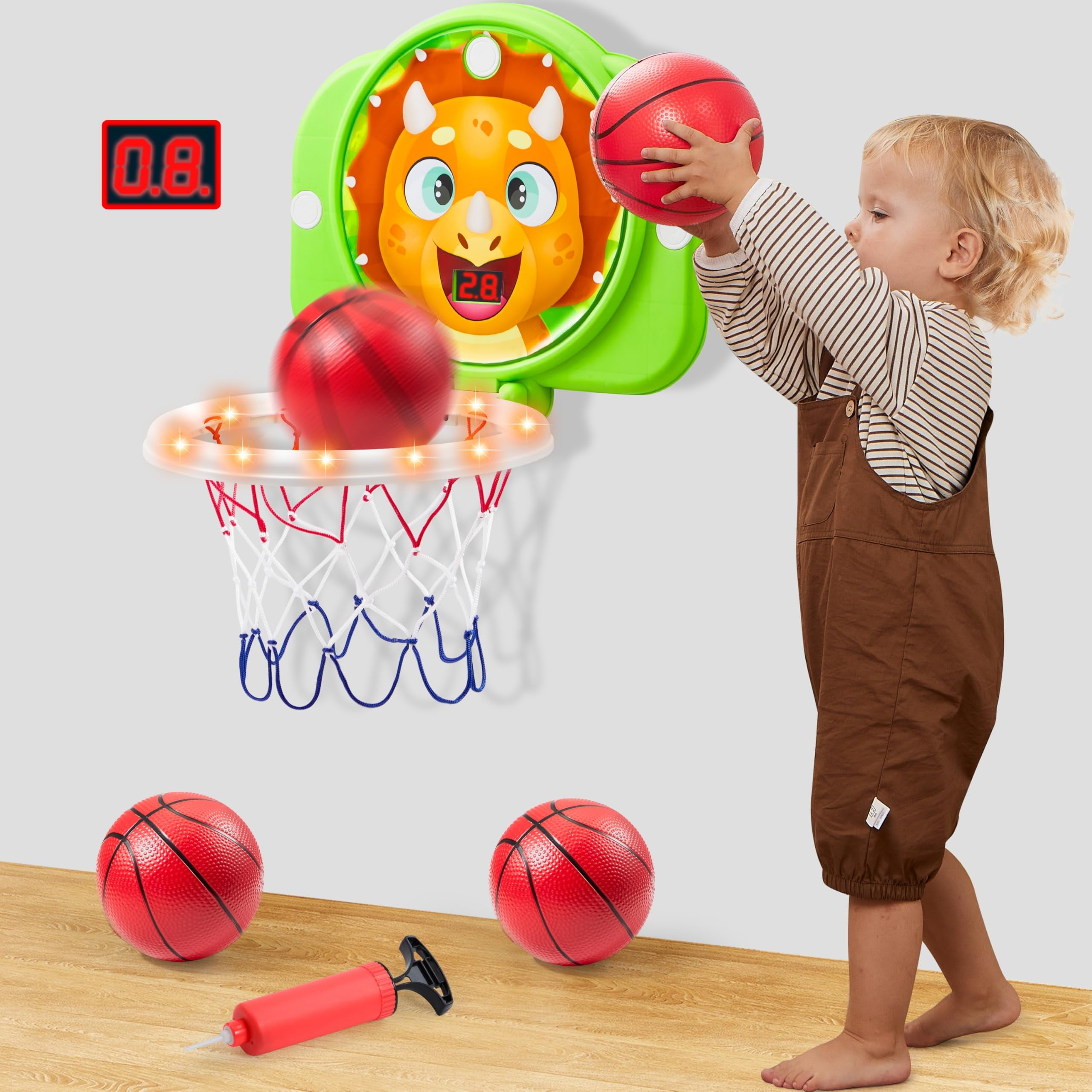 JOYFY Toddler Basketball Hoop Indoor LED Scoring Adjustable Height ...