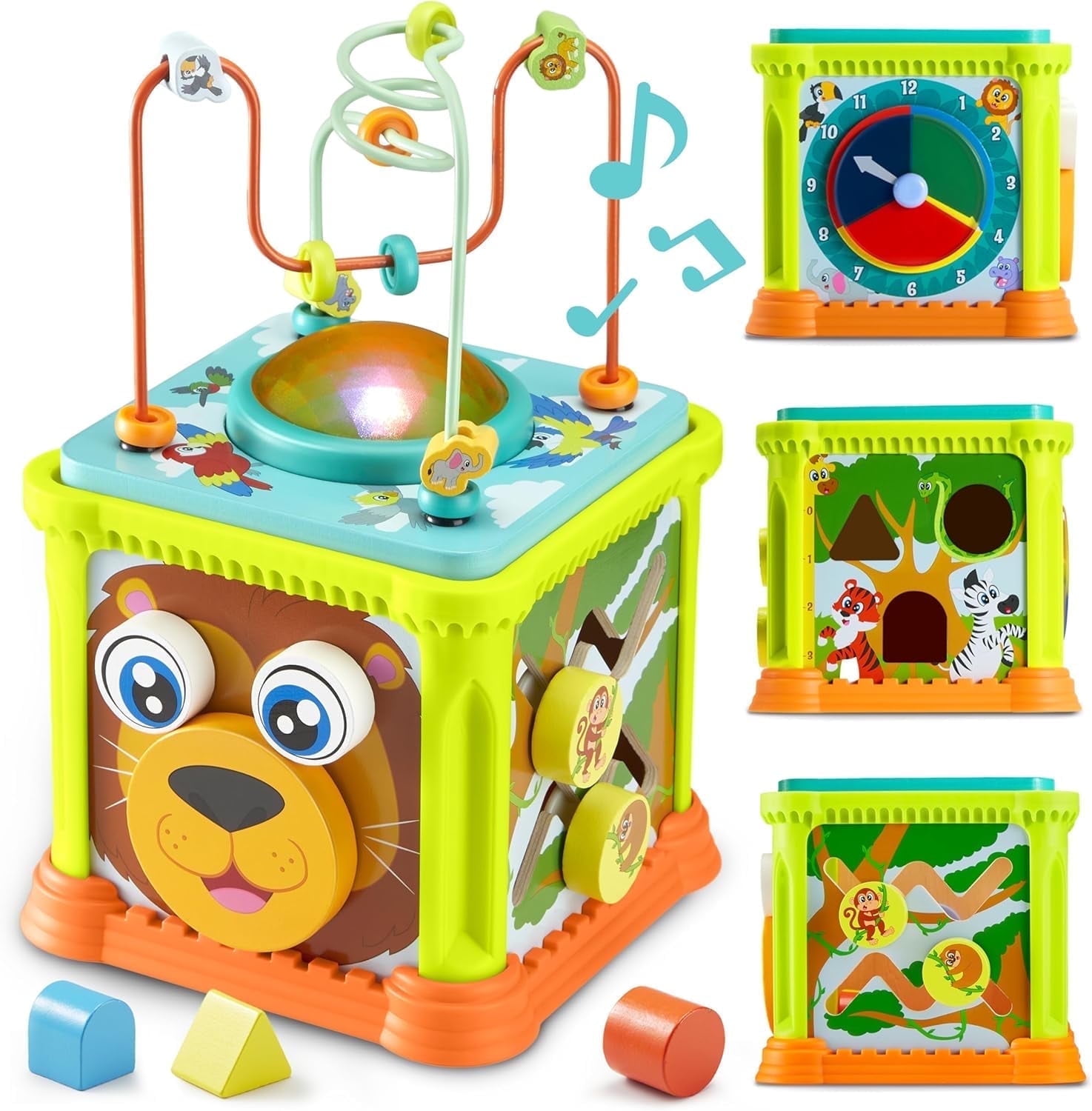 JOYFY Wooden Activity Cube for Baby Einstein Toys with Music & Light ...