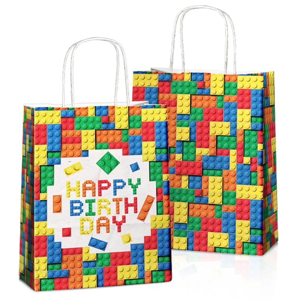 JOYGATHER 24 Pcs Building Block Party AIS1 Favor Bags with Handles ...