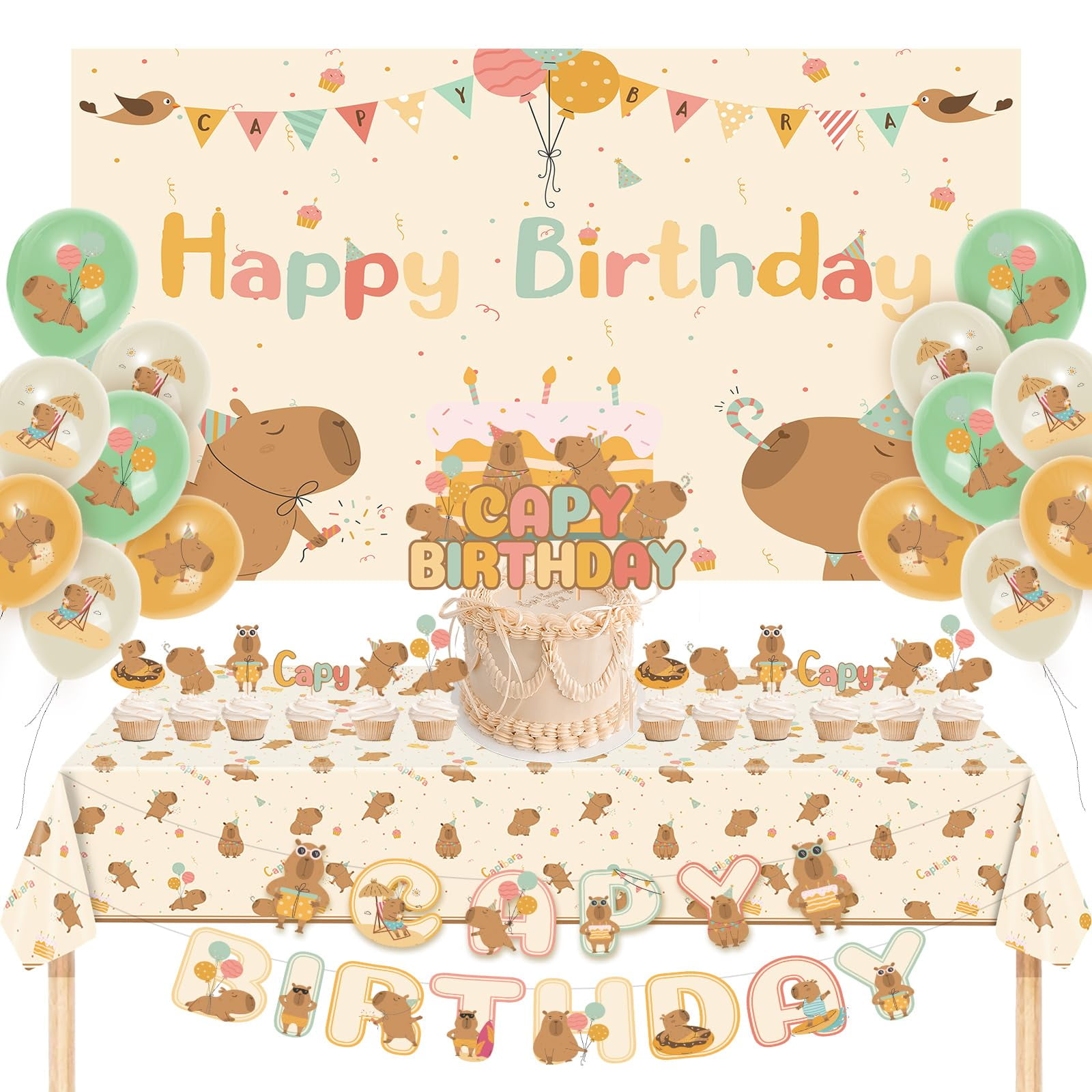 JOYHAPISTAR Capybara Birthday Party Decorations Set KKS1 with Banner ...
