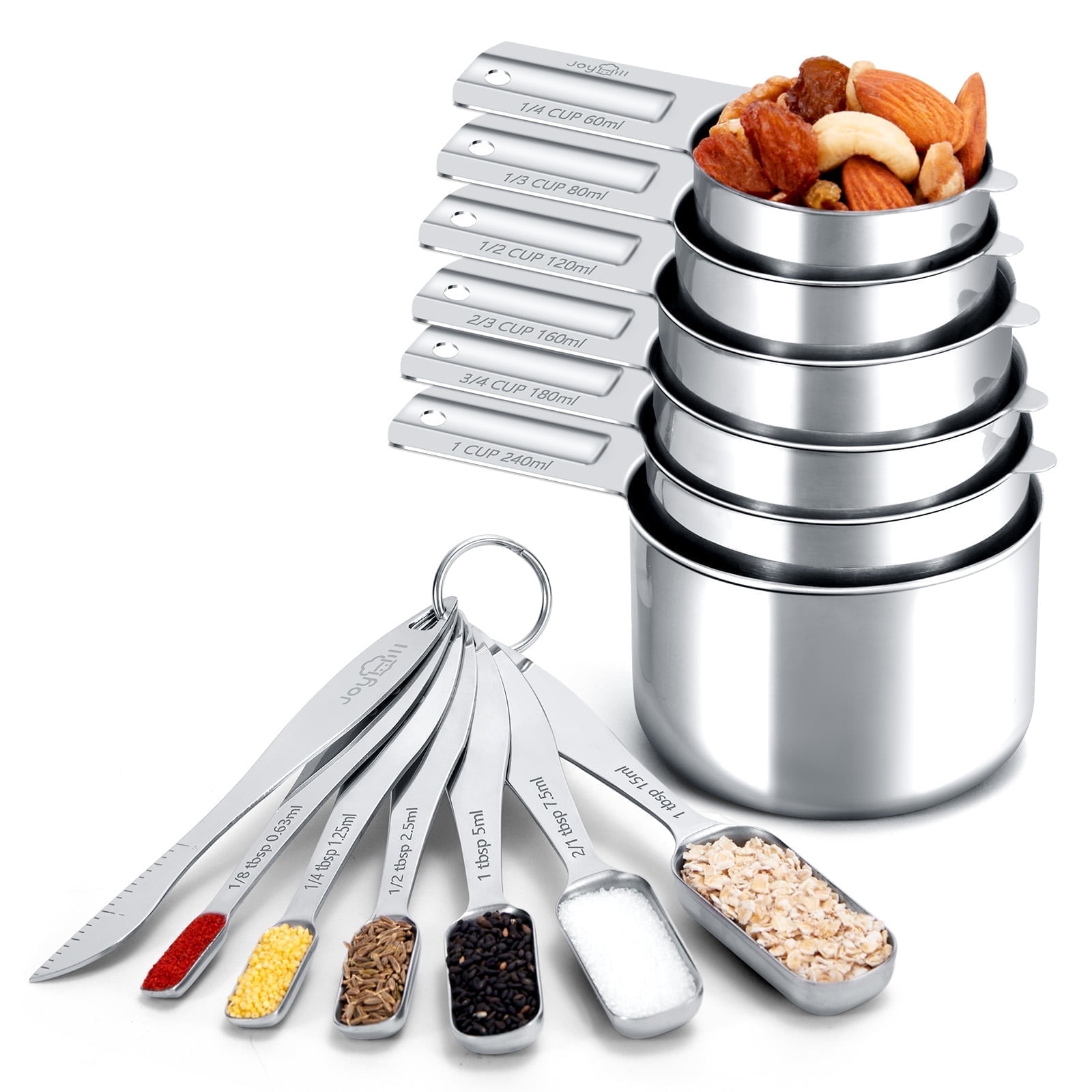 JOYHILL Stainless Steel Measuring Cups and Spoons Set of 13 Piece ...