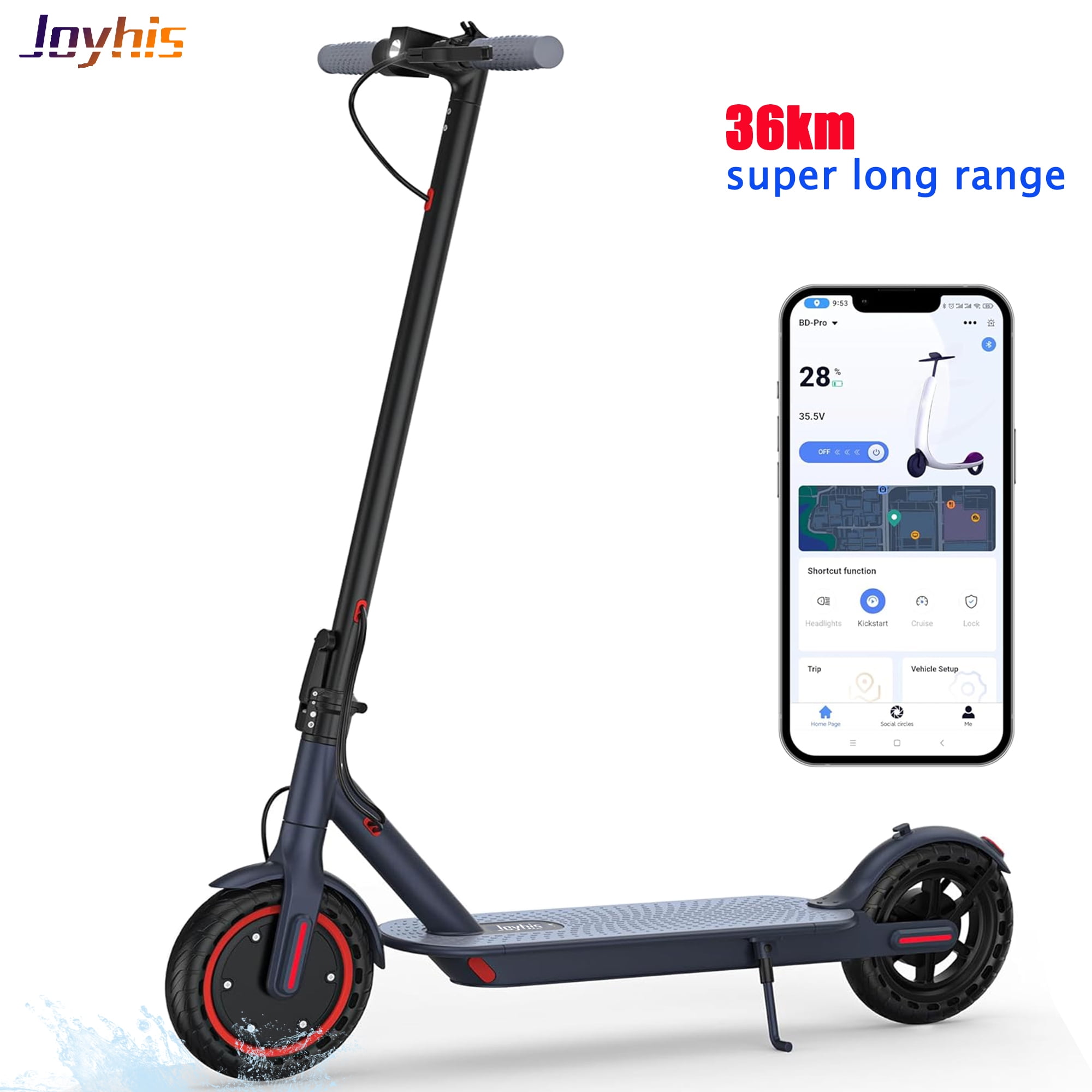 JOYHIS J078L Electric Scooter for Adults, 350W, 8.5" Anti-Skid Tires ...