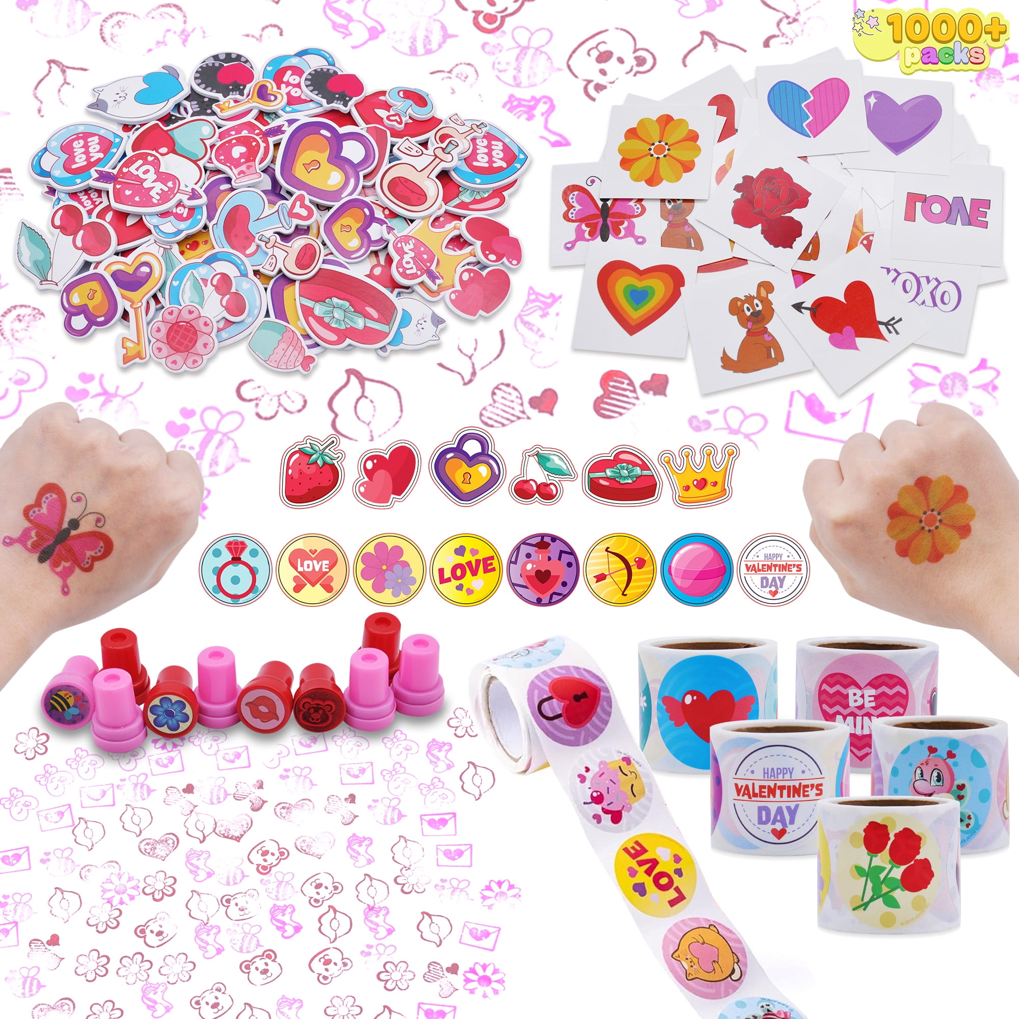 JOYIN 1000pcs Valentines Stickers for Kids with Tattoos, Stamps Class ...