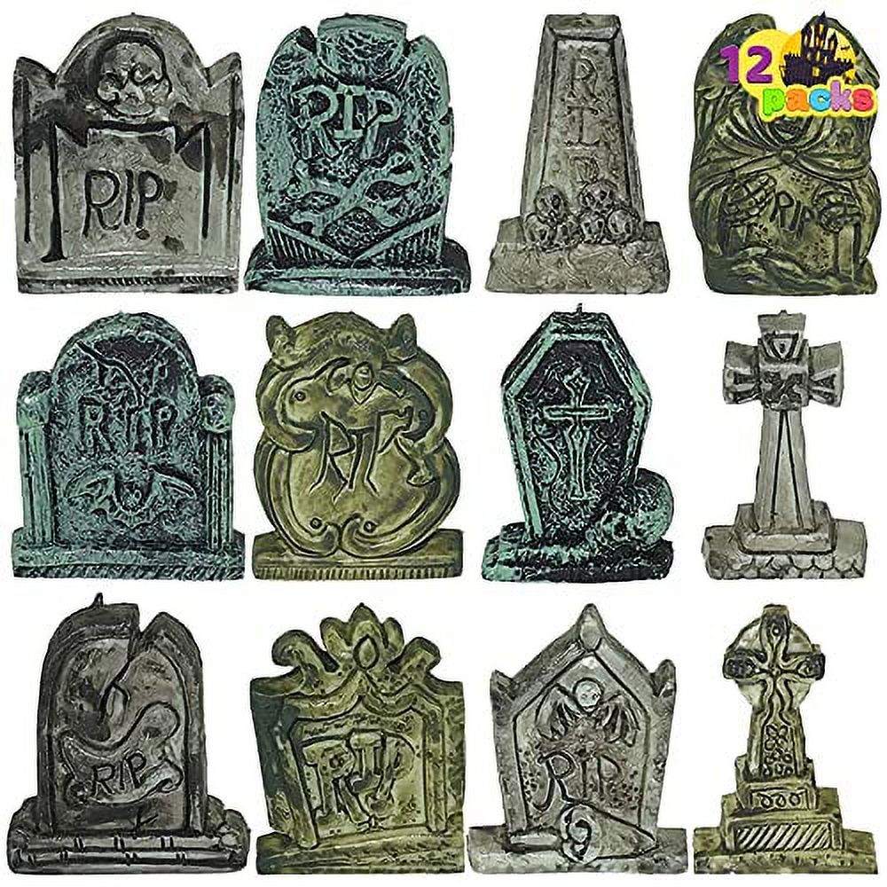 JOYIN 12 Packs Halloween Miniature Tombstones Decorations,RIP Graveyard ...