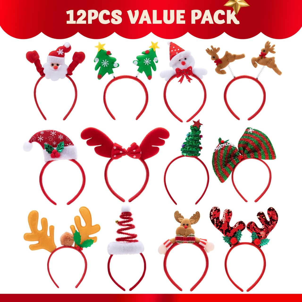 JOYIN Kids Pack of 12 Christmas Headbands, Assorted Holiday Designs ...
