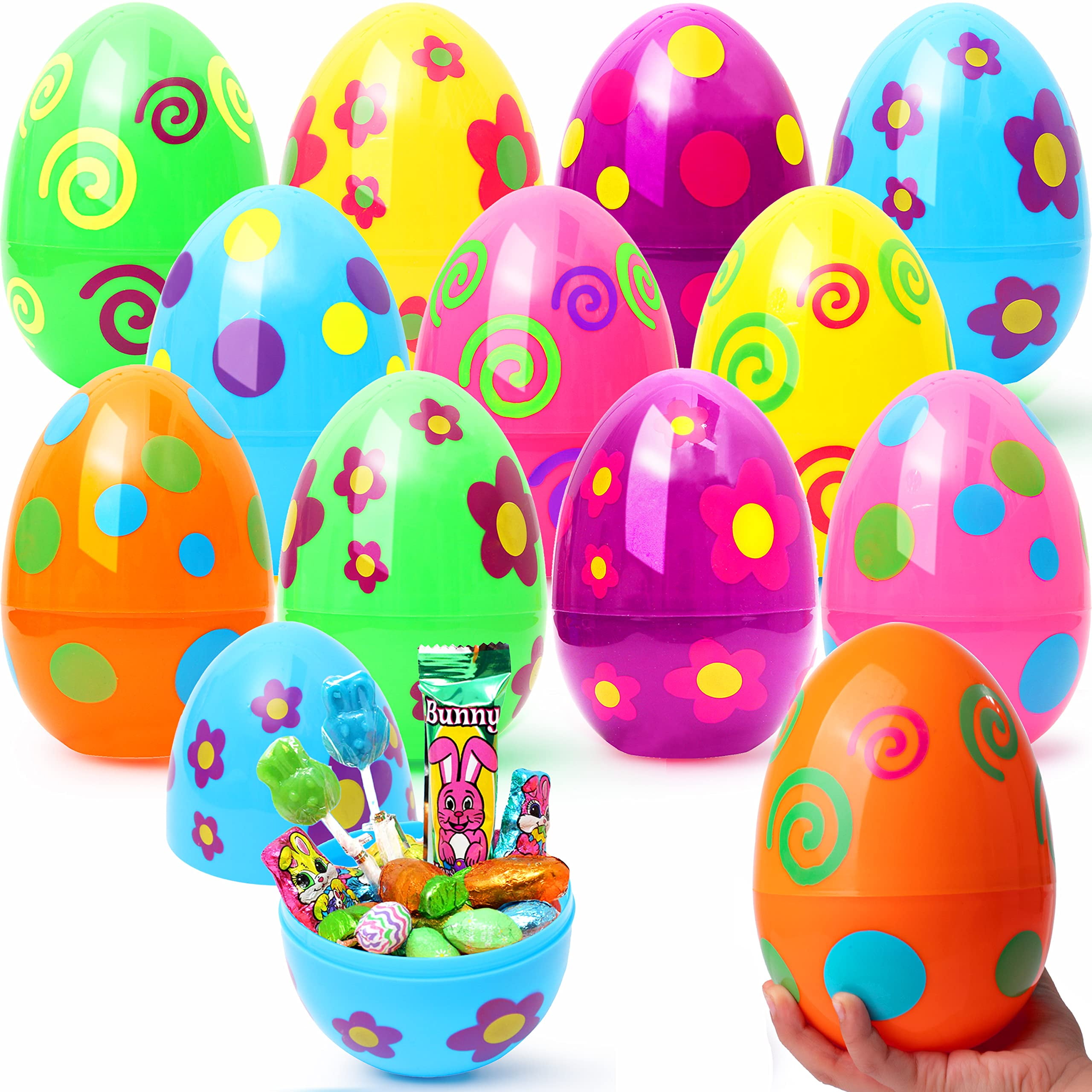JOYIN 12 Pcs Jumbo Easter Eggs for Kids, 6 Inches Printed Giant Eggs ...