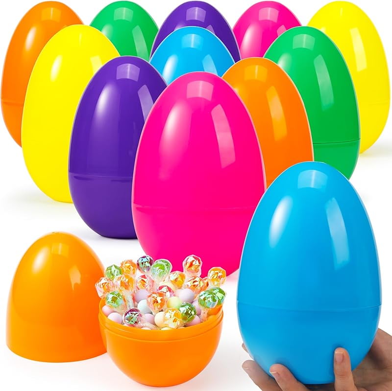 JOYIN 12 Pcs Jumbo Gold Easter Eggs, 6 Inches Metallic Giant Plastic ...