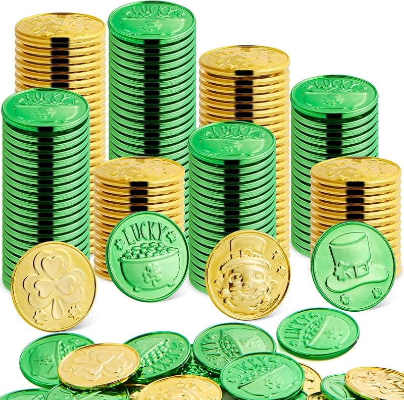 JOYIN 120 Pcs St. Patrick’s Day Gold Coins, Plastic Gold Coins Bulk ...