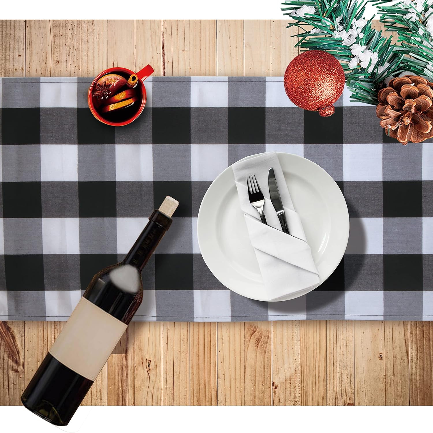 JOYIN 14 × 72” Christmas Table Runner, Buffalo Check Collection Table ...