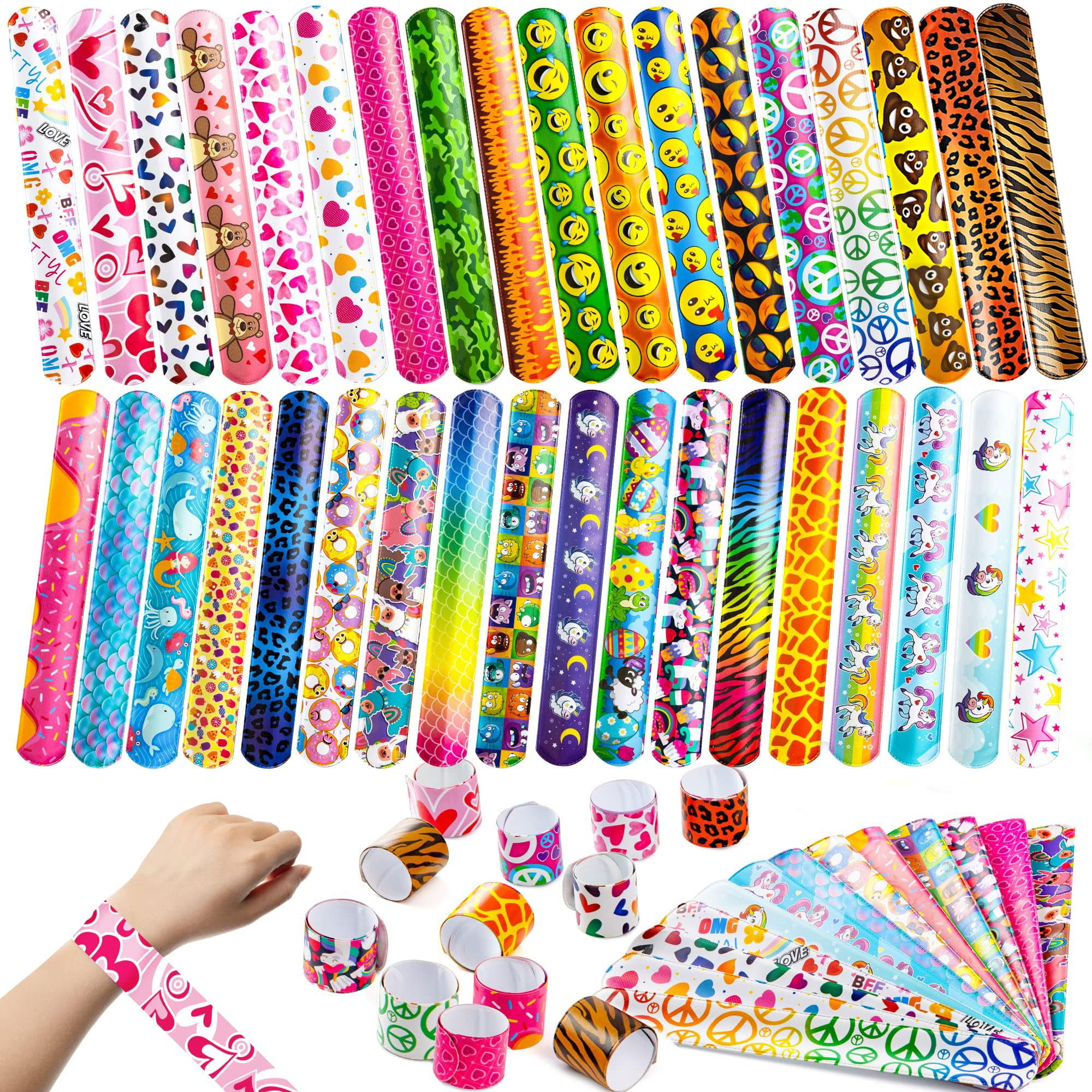 JOYIN 144 Pcs Slap Bracelets for Kids, Bulk Wristbands with Animals ...