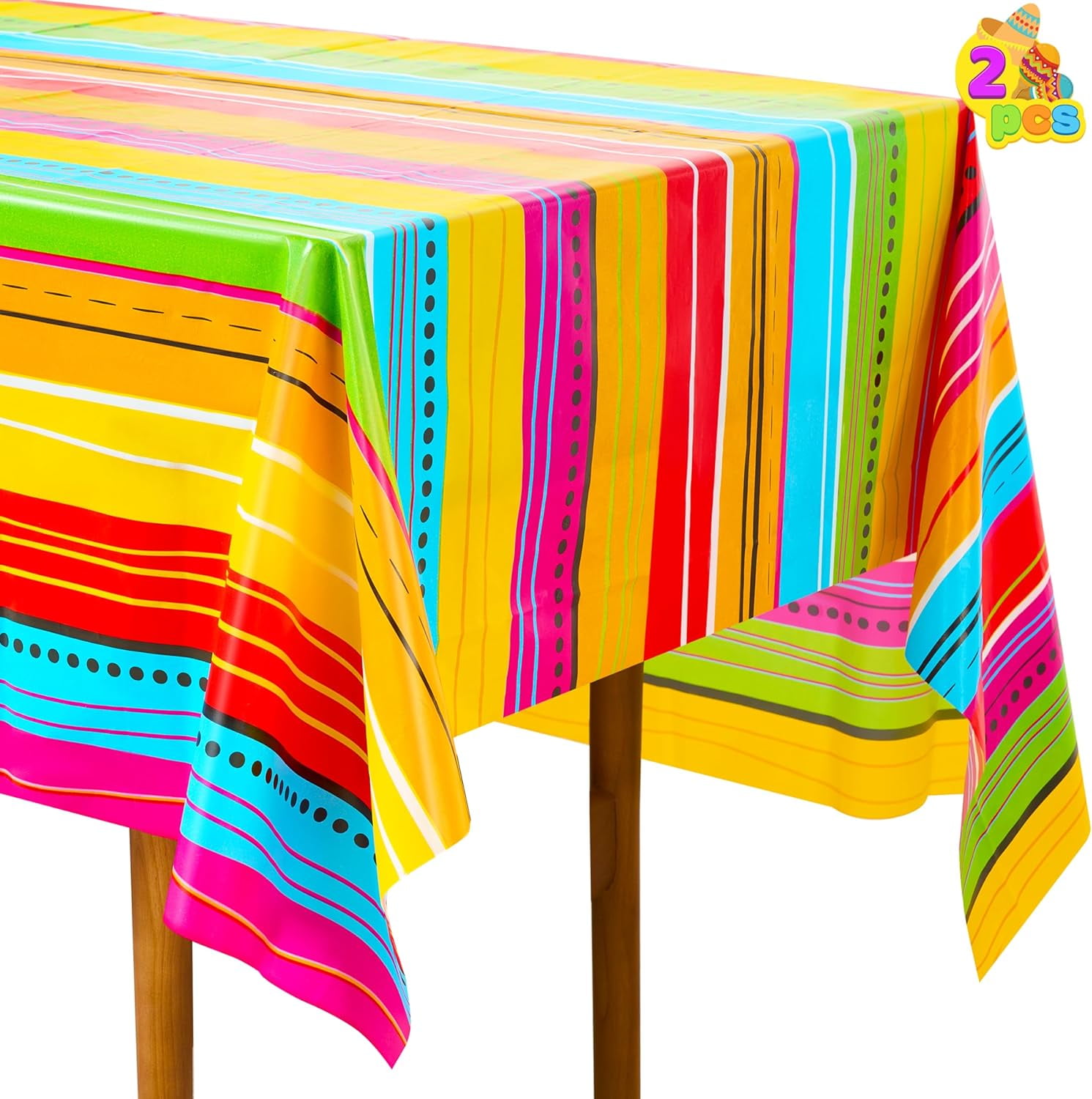 JOYIN 2 pcs Cinco De Mayo Printed Plastic Tablecloth (54 x 108 INCHES ...